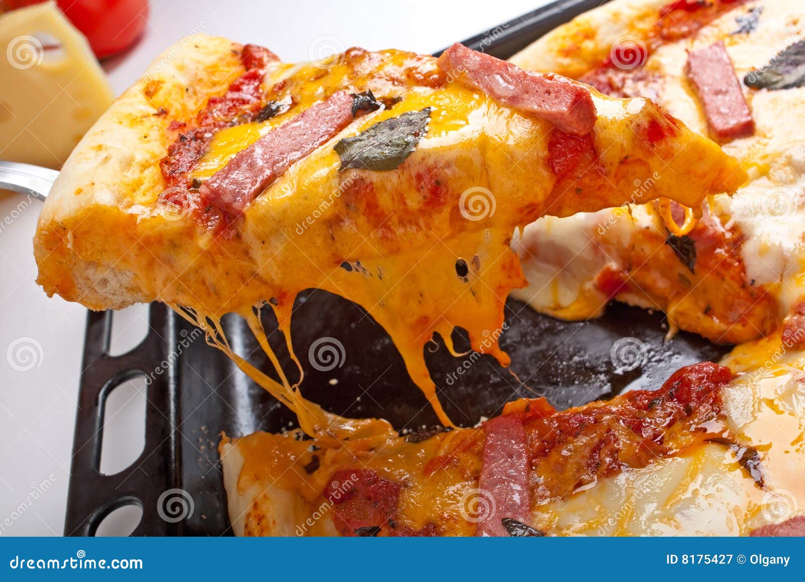 Slice of Pizza with Melted Cheese Stock Image - Image of nutrition ...