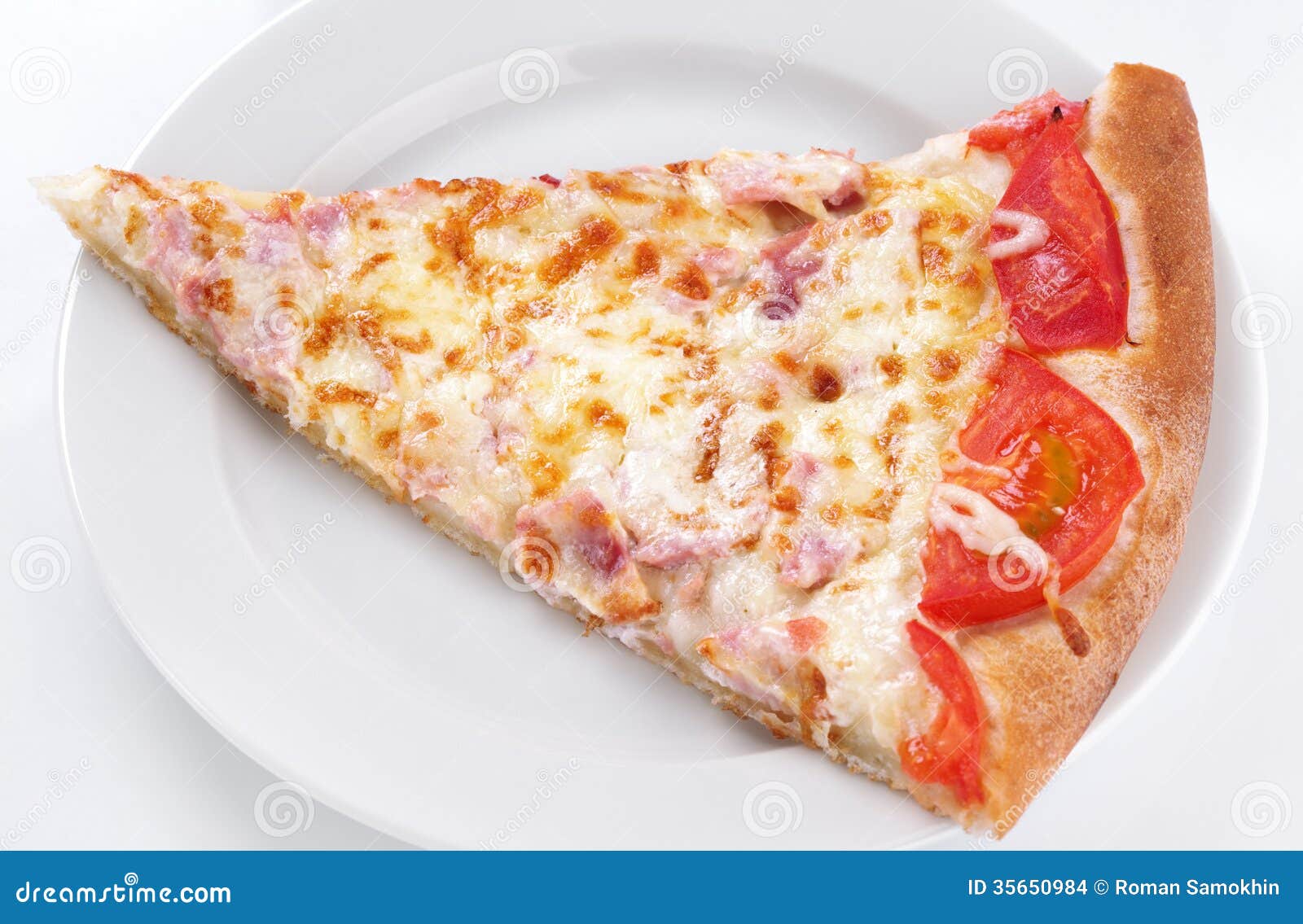 Slice of pizza on plate stock photo. Image of chopped - 35650984