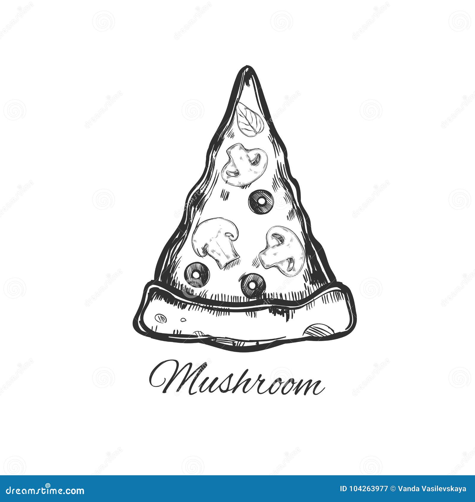 Slice of Pizza 4 stock vector. Illustration of engraved - 104263977