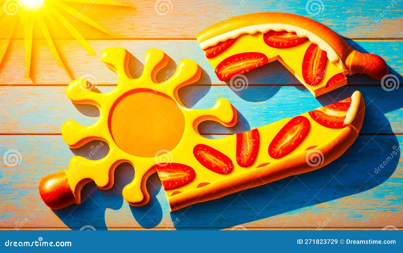 Slice of Pizza with Sun in the Background. Generative AI Stock ...