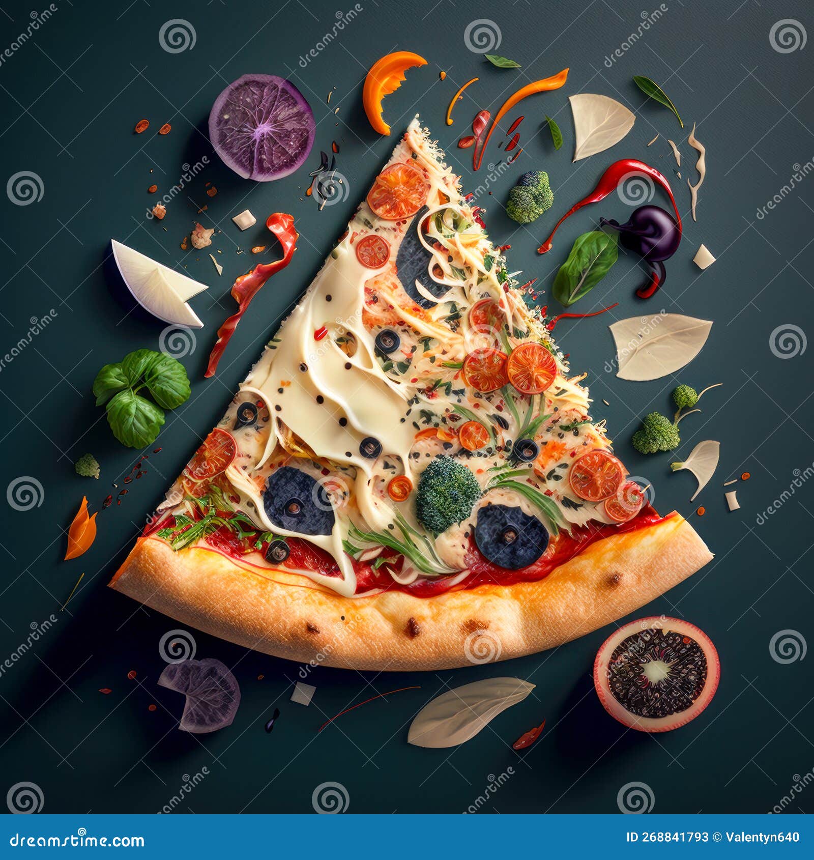 Slice of Pizza with Various Toppings on it. Generative AI Stock Image ...