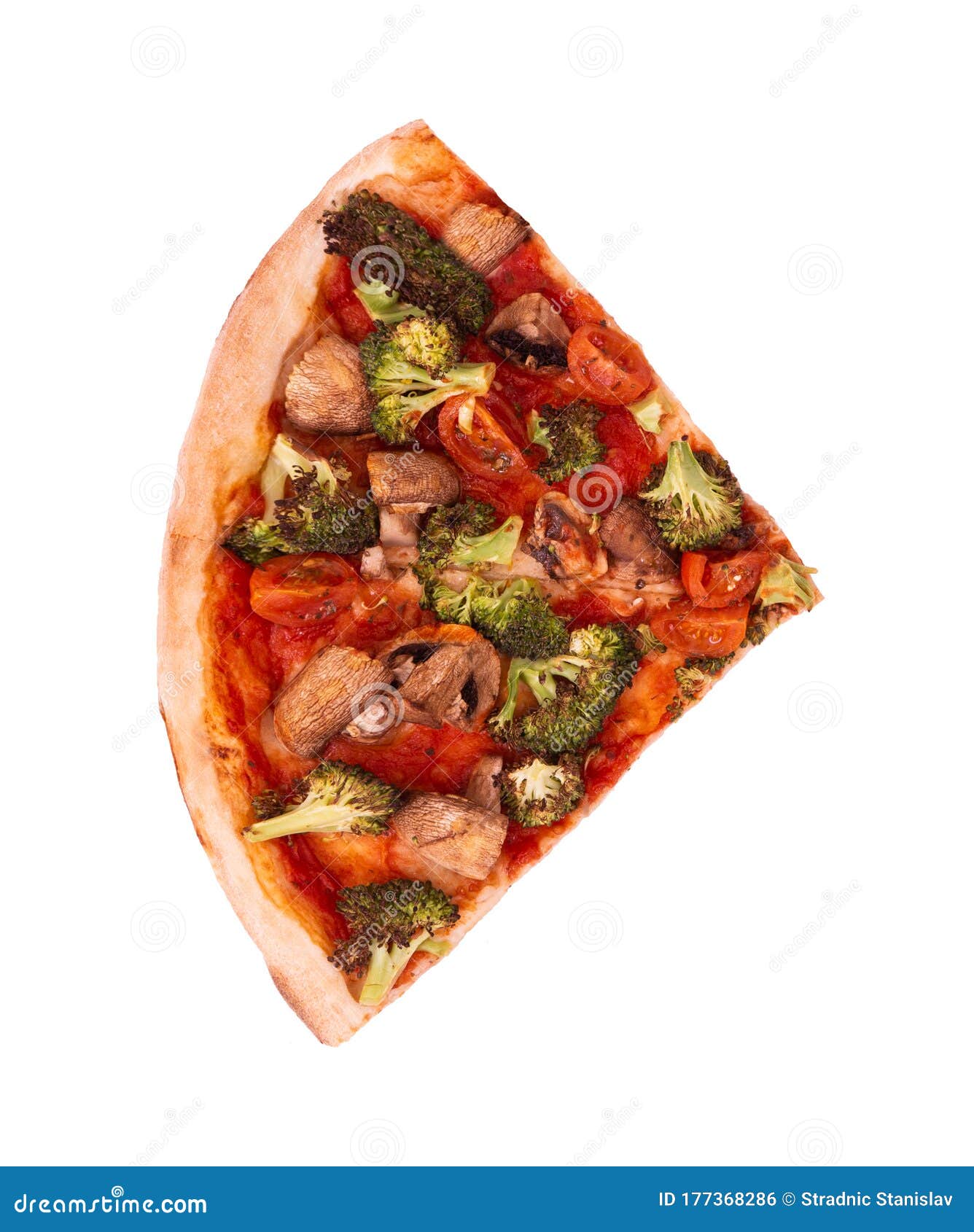 A Slice of Pizza with Veggie Vegetables, Top View Isolate Stock Photo ...
