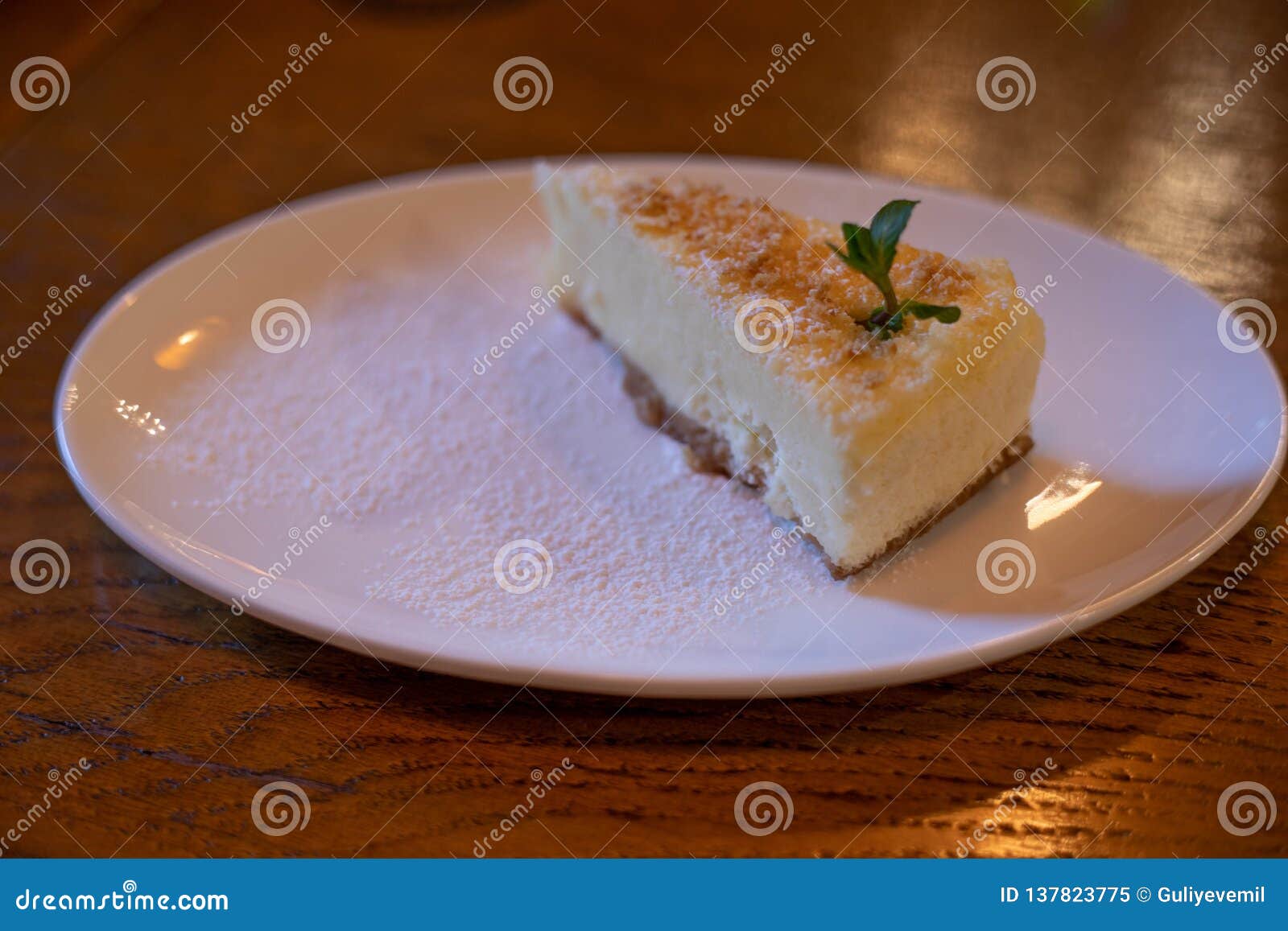 Slice of Plain Cheesecake Close Up, Horizontal View Stock Image - Image ...