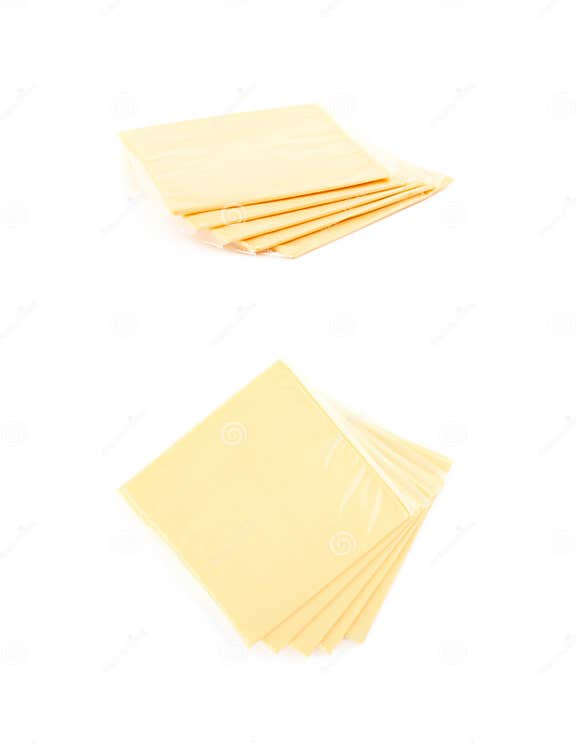 Slice of Processed Cheese Isolated Stock Photo - Image of shot, group ...