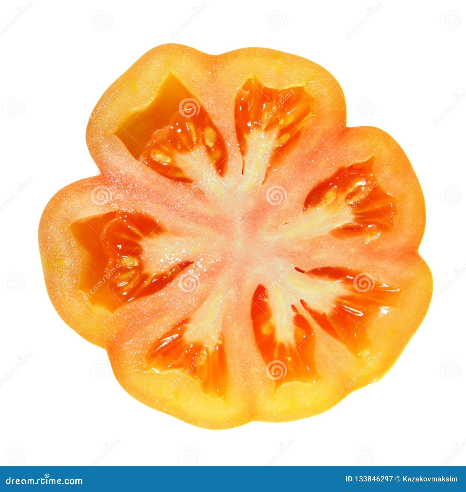 Slice of Italian Flat Red Tomato Isolated on White Background Stock ...