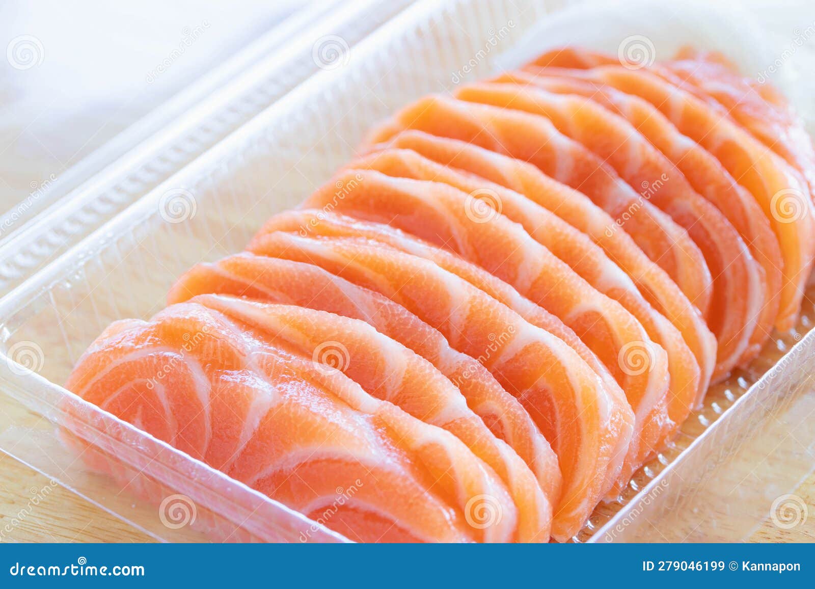 Slice of Raw Salmon Sashimi in a Box Stock Image - Image of sushi ...