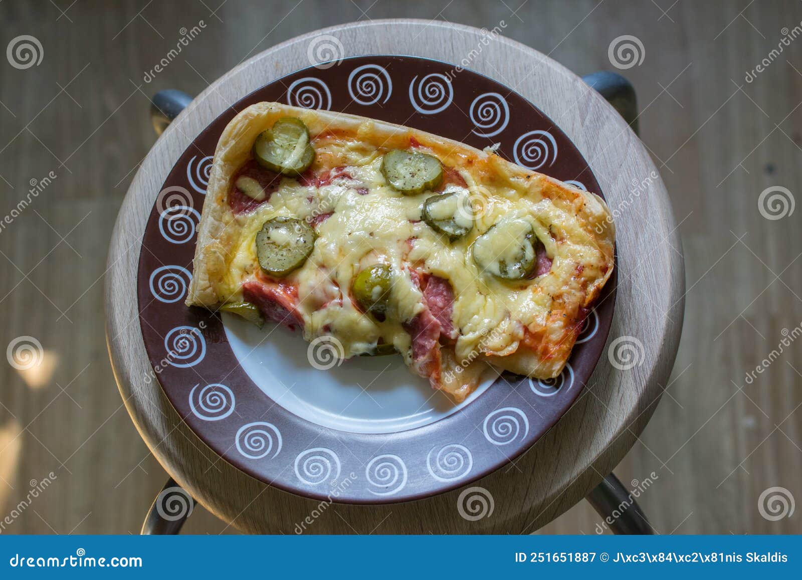 Slice of Rectangular Shaped Home Made Pizza on Plate Stock Image ...