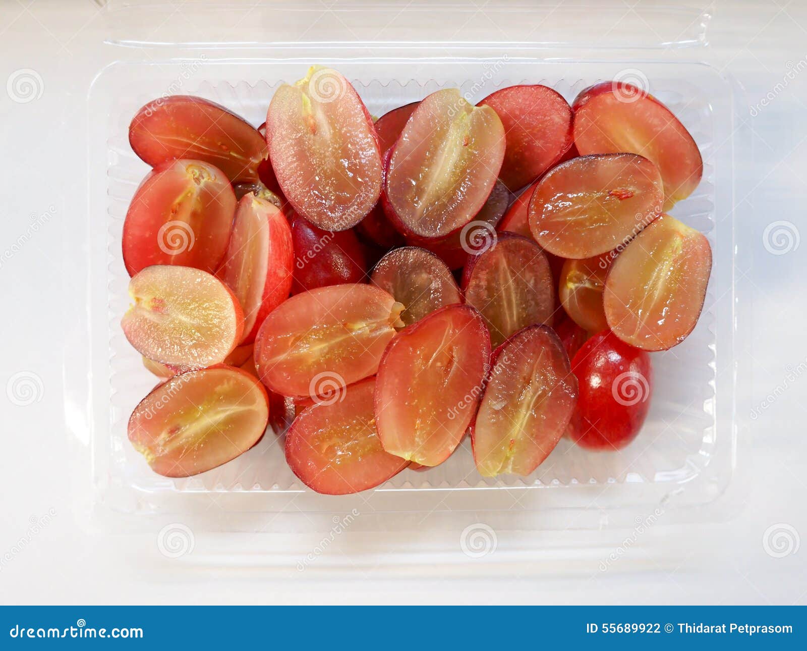 Slice of Red Grapes in the Plastic Box Ready for Eat for Diet Stock ...