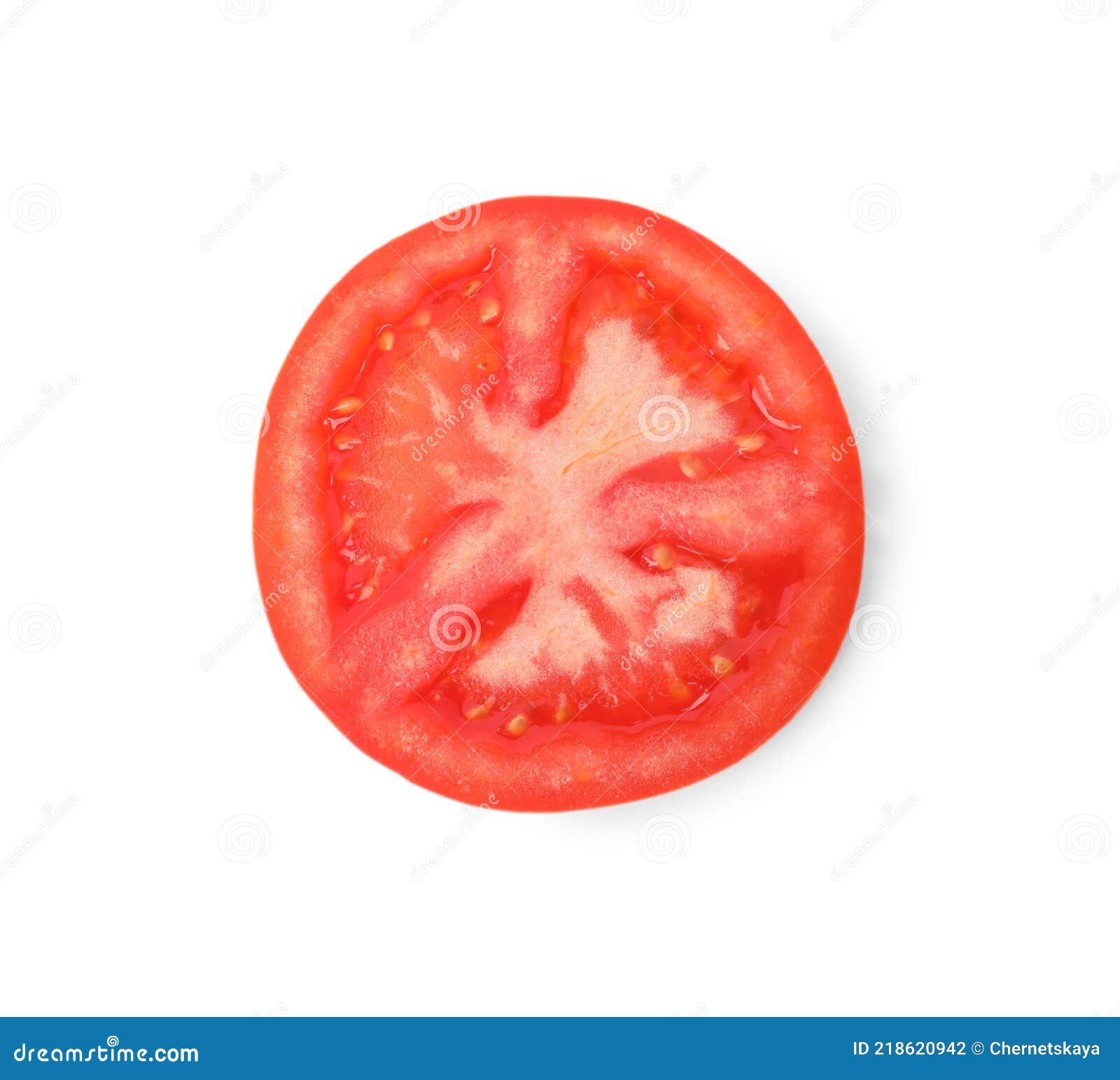 Slice of Ripe Tomato Isolated on White, Top View Stock Photo - Image of ...