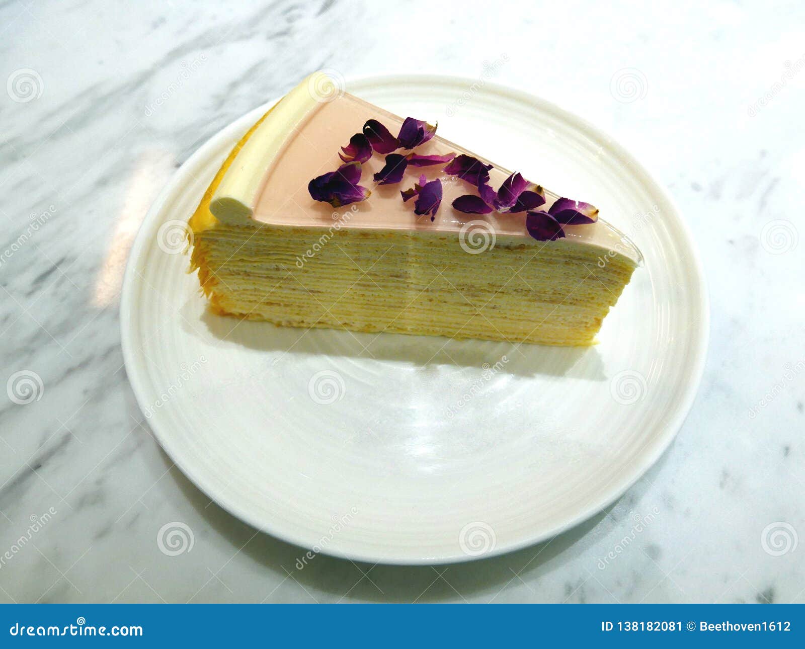 Slice of Rose Flower Cake stock image. Image of cake - 138182081