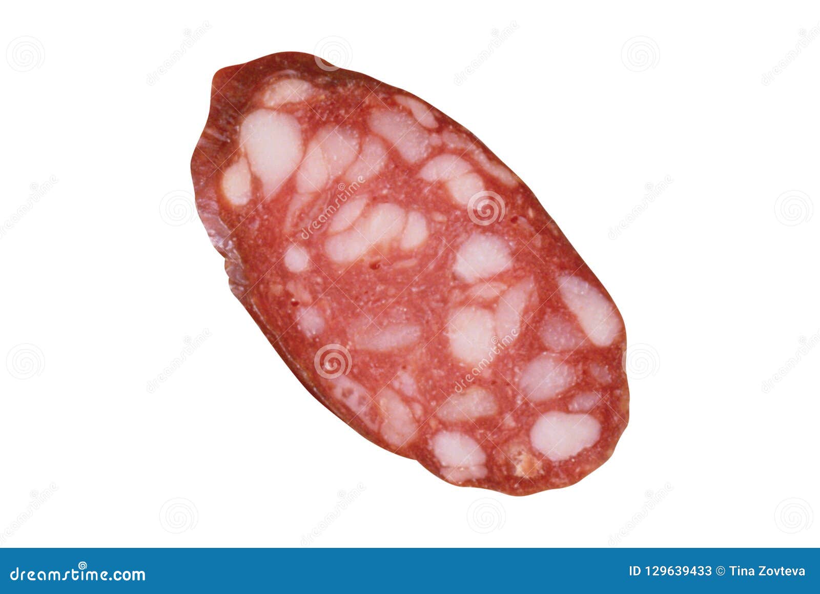 Slice of Salami Isolated on White Stock Image - Image of food ...