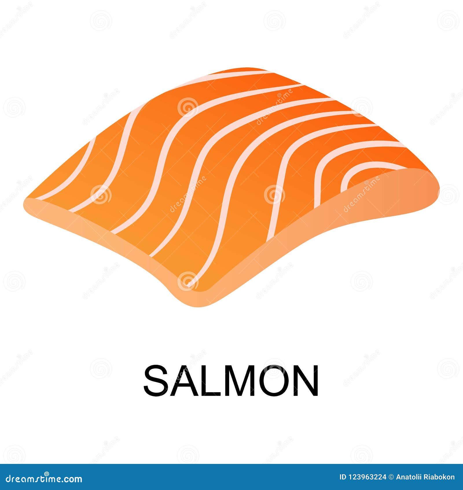 Slice of Salmon Icon, Isometric Style Stock Illustration - Illustration ...