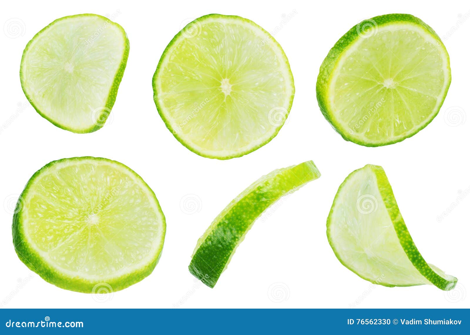 Slice Section of Green Lime Isolated Over the White Background, Stock ...