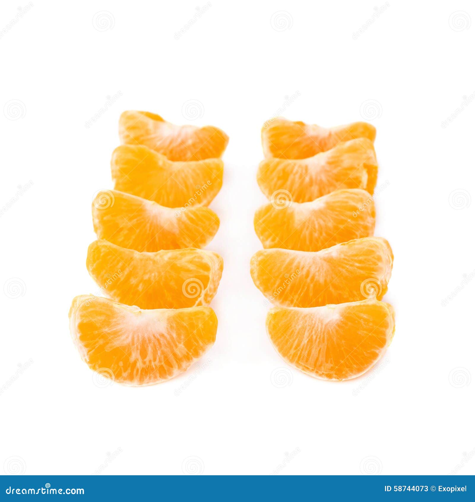 Slice Sections of Tangerine Isolated Over the Stock Image - Image of ...