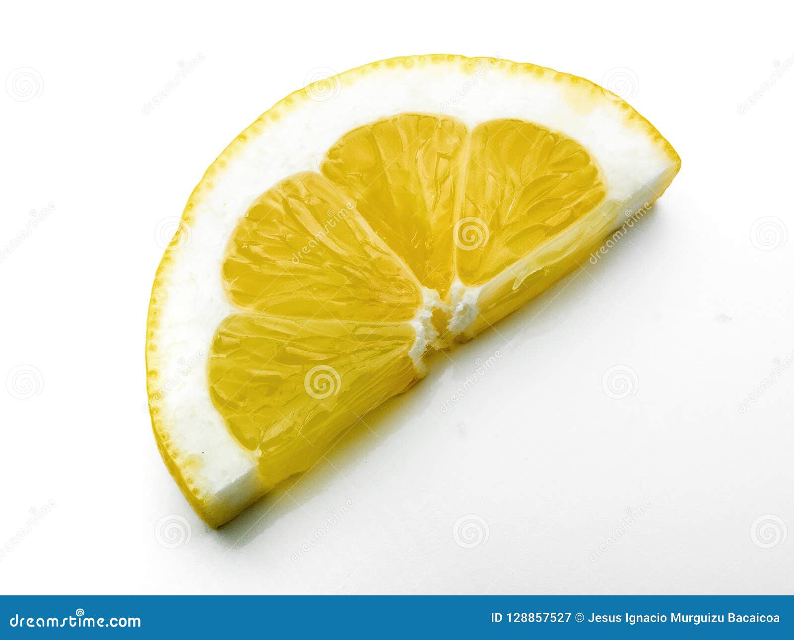 A Slice Of A Slice Of Lemon Shaped Like A Half Moon Stock Image - Image ...
