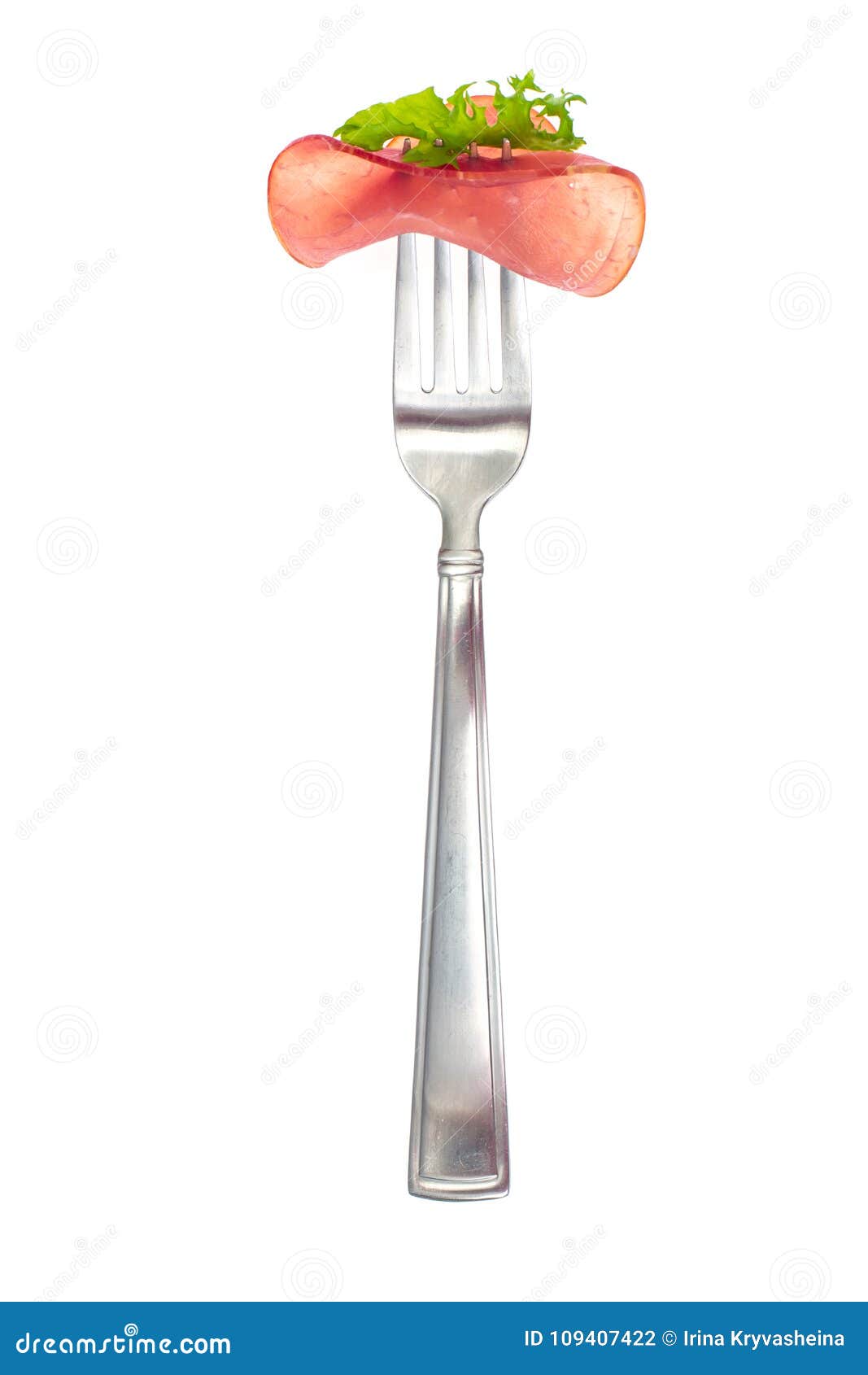 Slice of Smoked Ham on Fork Stock Photo - Image of isolated, pork ...