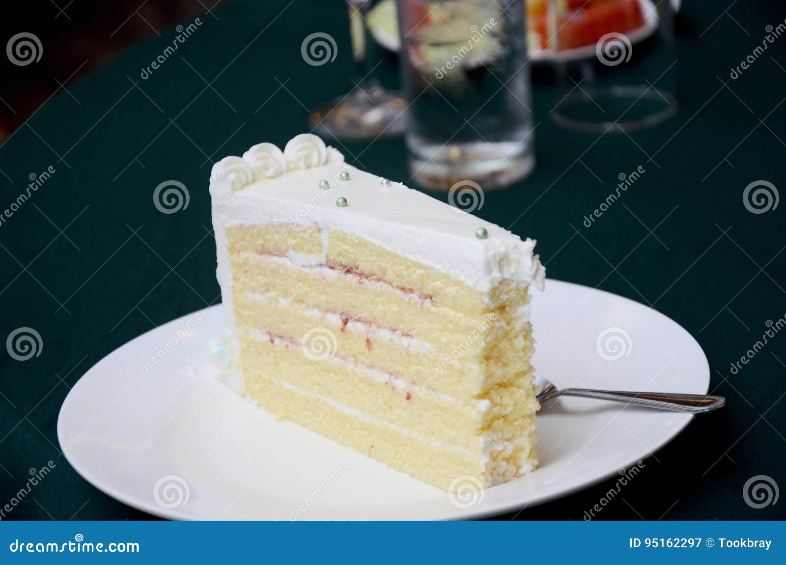 Slice of Sponge Cake with Cream Stock Image - Image of baked, serve ...
