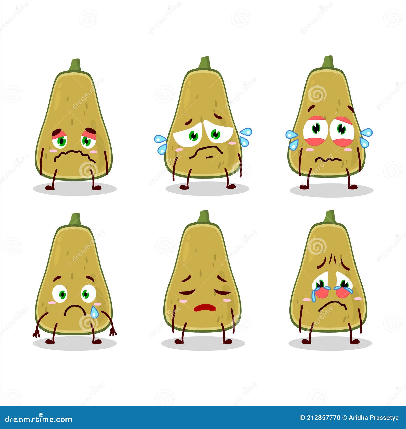 Slice of Squash Cartoon Character with Sad Expression Stock Vector ...