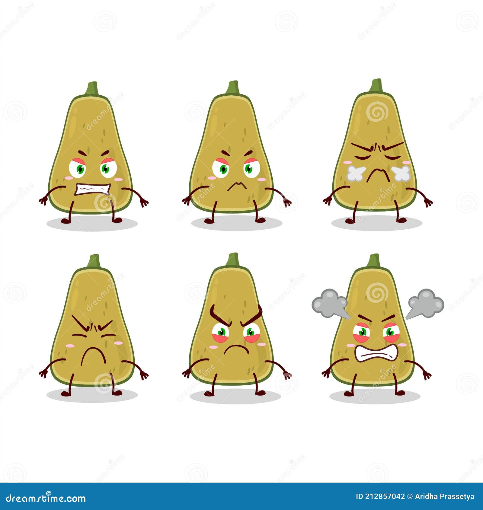 Slice of Squash Cartoon Character with Various Angry Expressions Stock ...