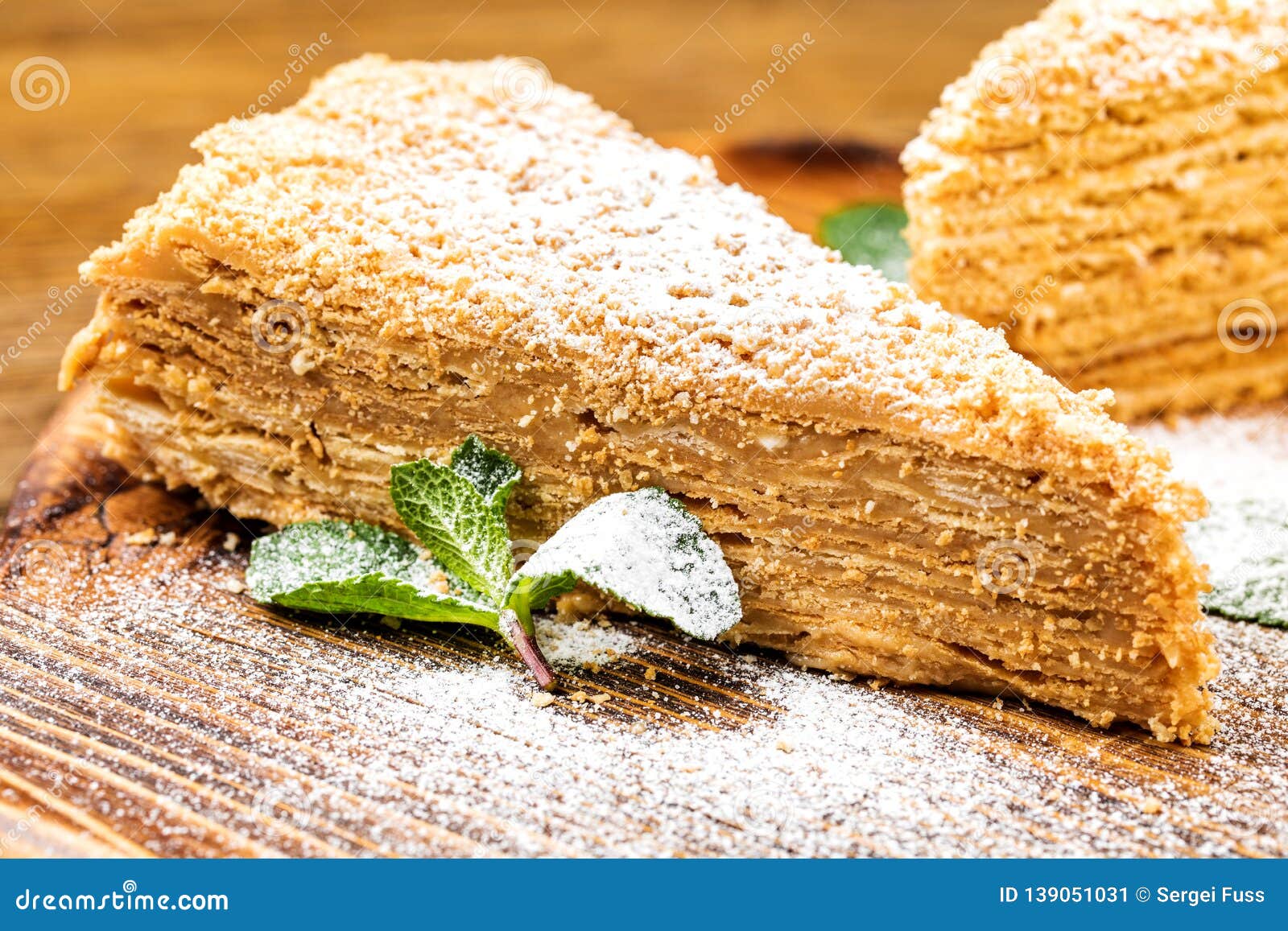 Slice of Sweet Classic Layered Cake Napoleon Stock Image - Image of ...