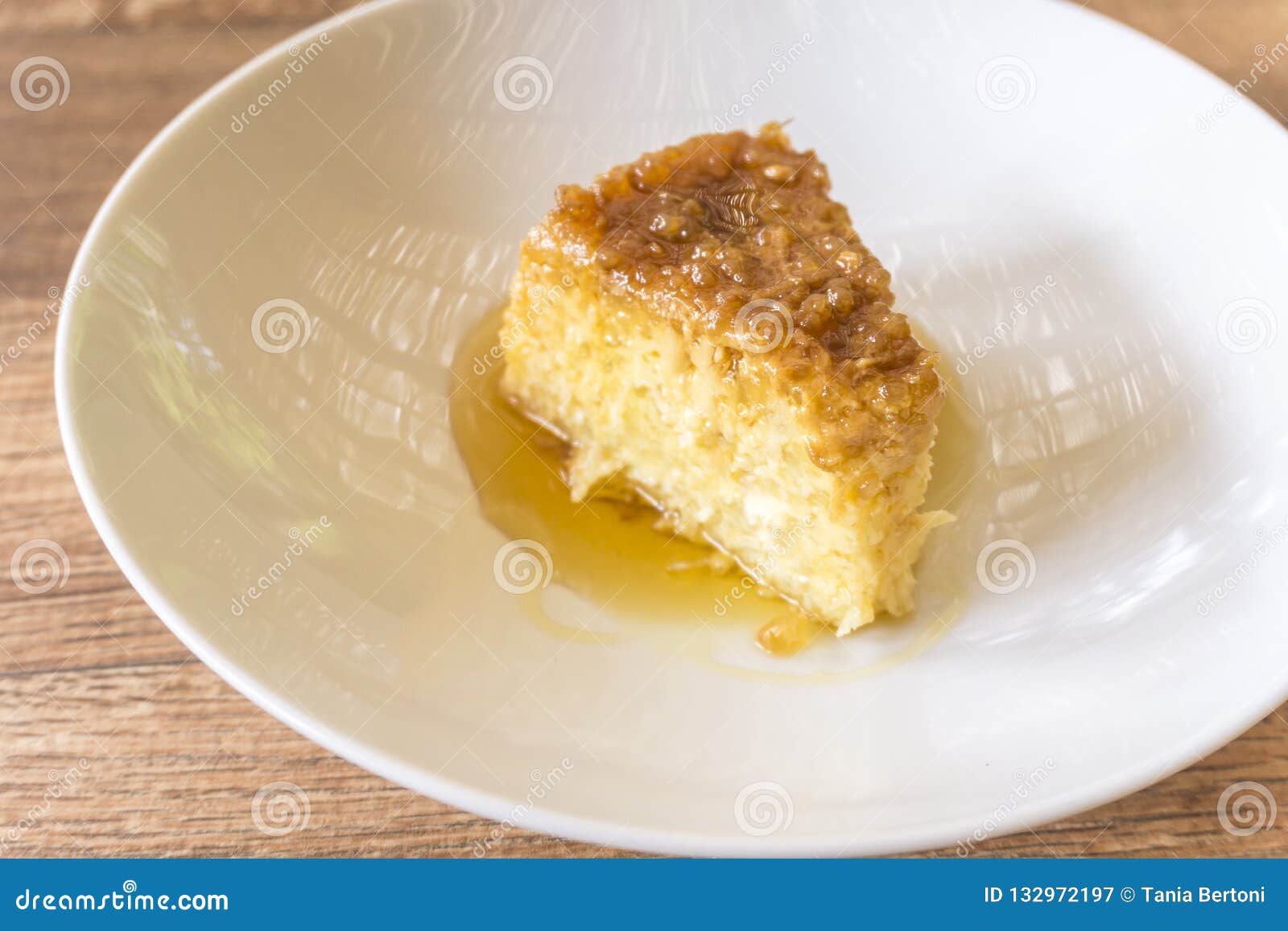 Slice of Tapioca Pudding on White Plate Stock Image - Image of milk ...