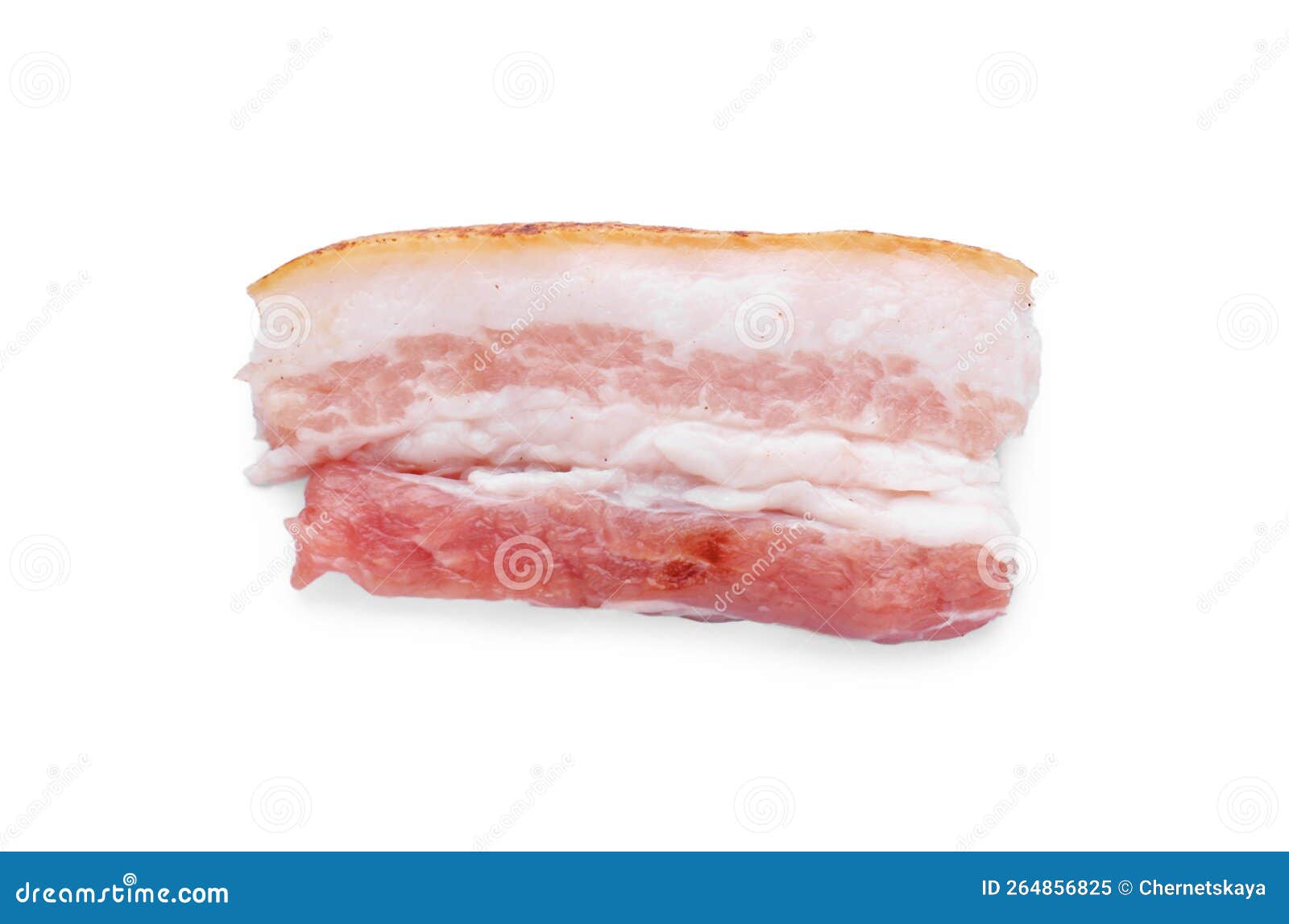 Slice of Tasty Pork Fatback Isolated on White, Top View Stock Image ...