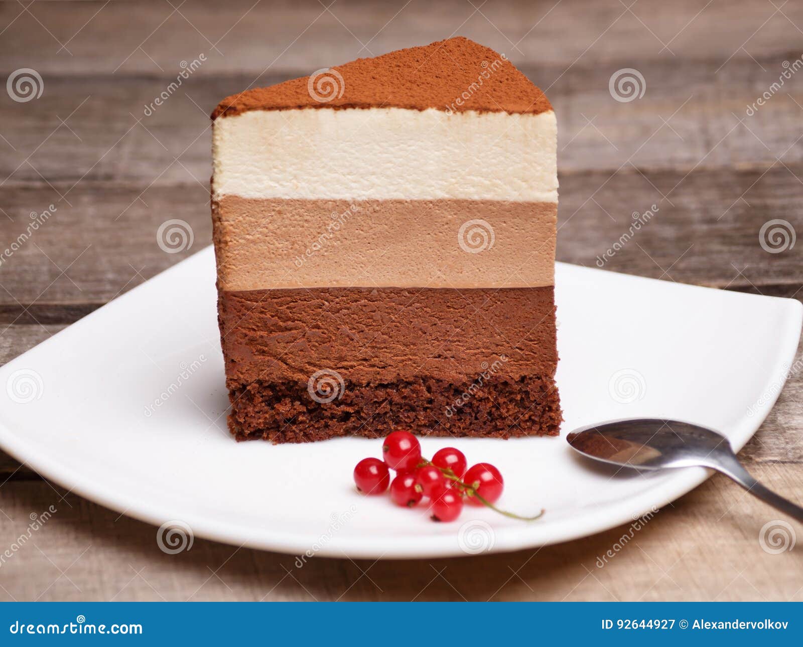 Slice of the Three Chocolate Mousse Cake Stock Image - Image of baking ...