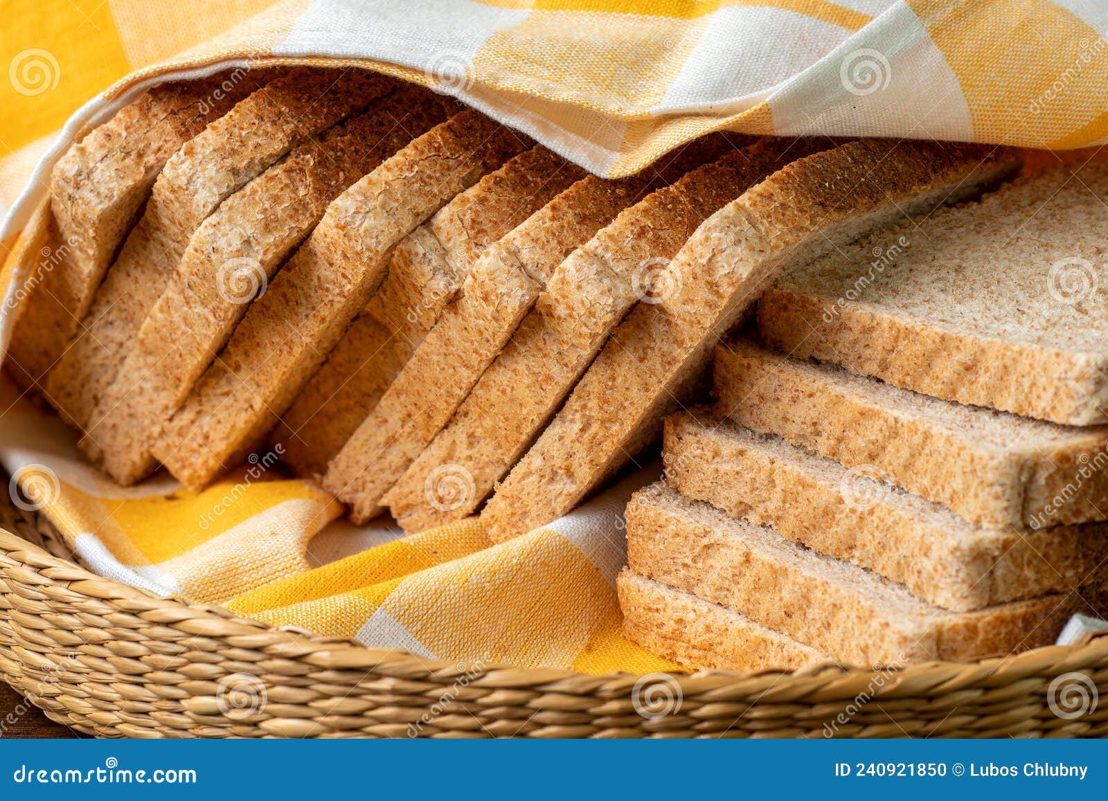Slice Toast Bread in a Basket Stock Photo - Image of baked, crunchy ...