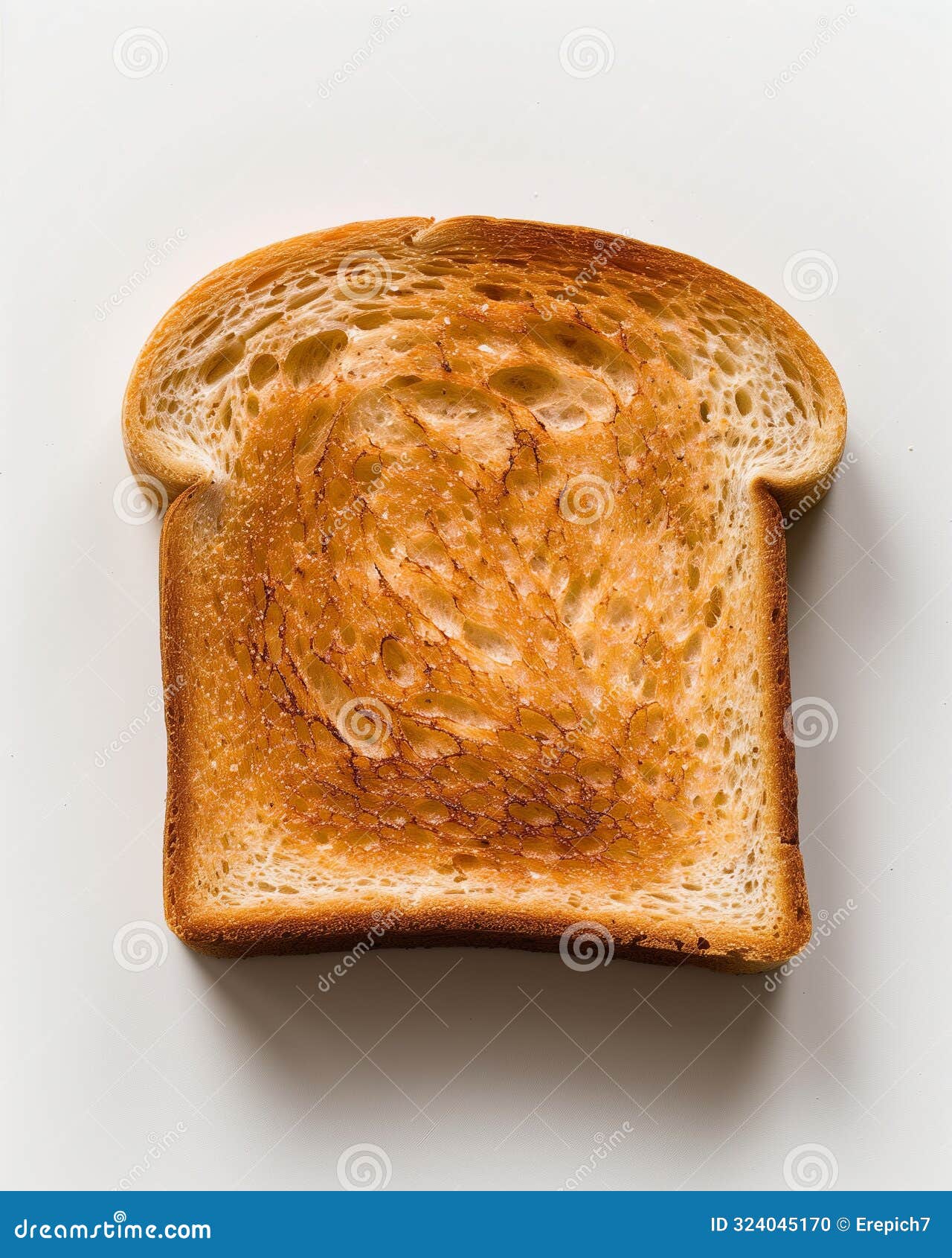 Slice of Toast Bread Isolated on White Background. Top View Stock Photo ...