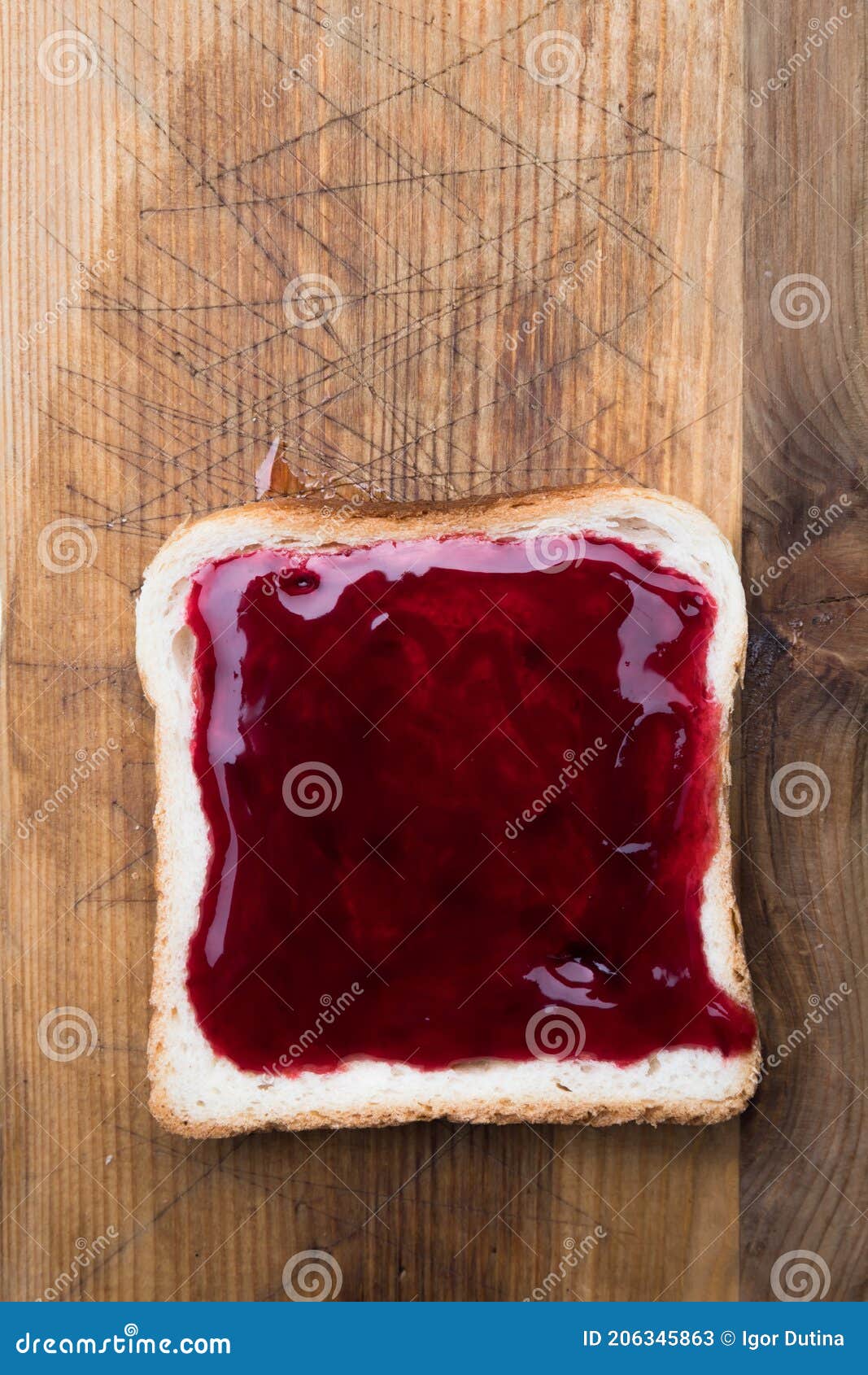 Slice of Toast Breadwith Strawberry Jam Spread Stock Image - Image of ...