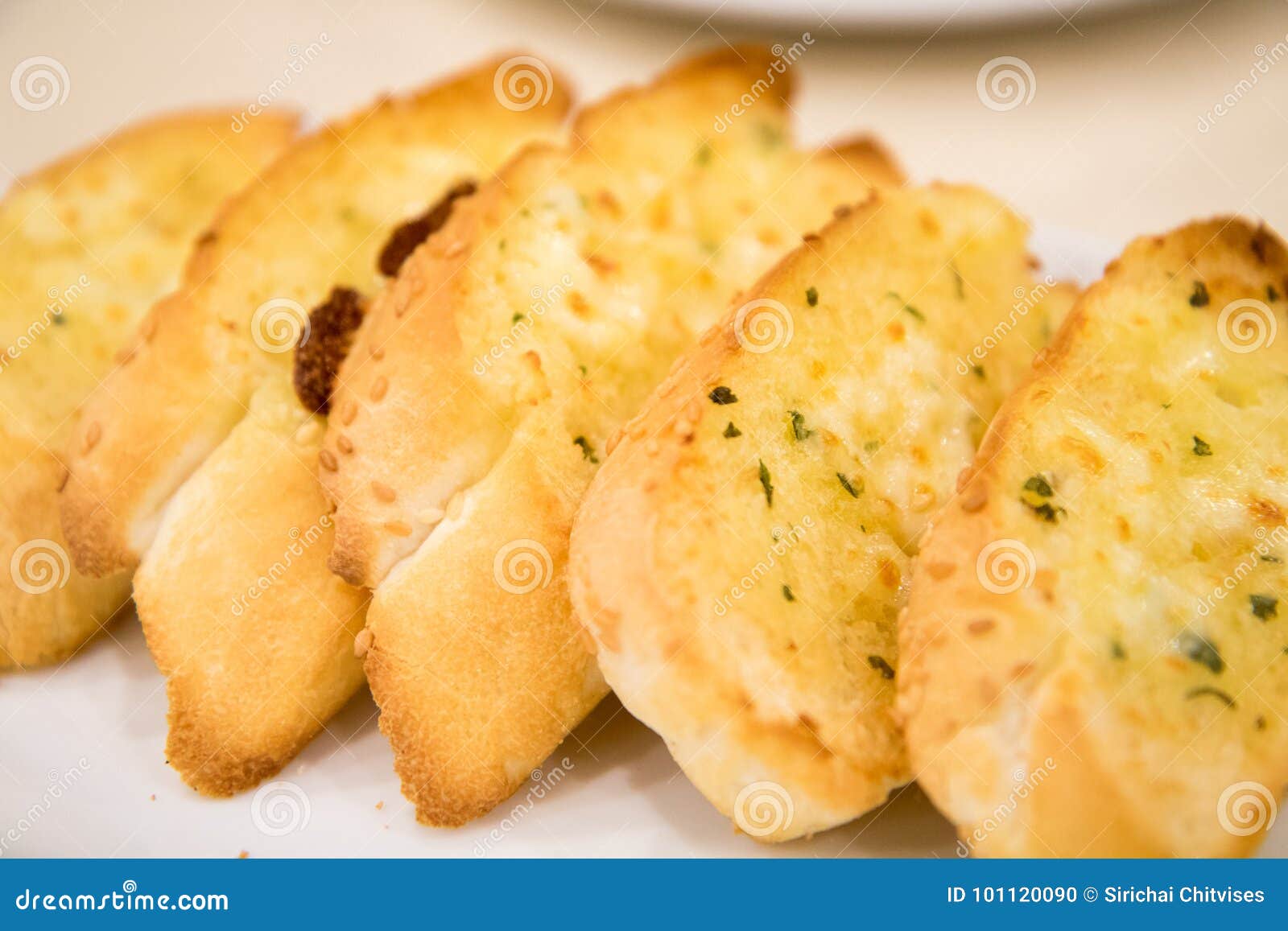 Slice Toast Cheese Garlic Bread in the Plate Stock Photo - Image of ...