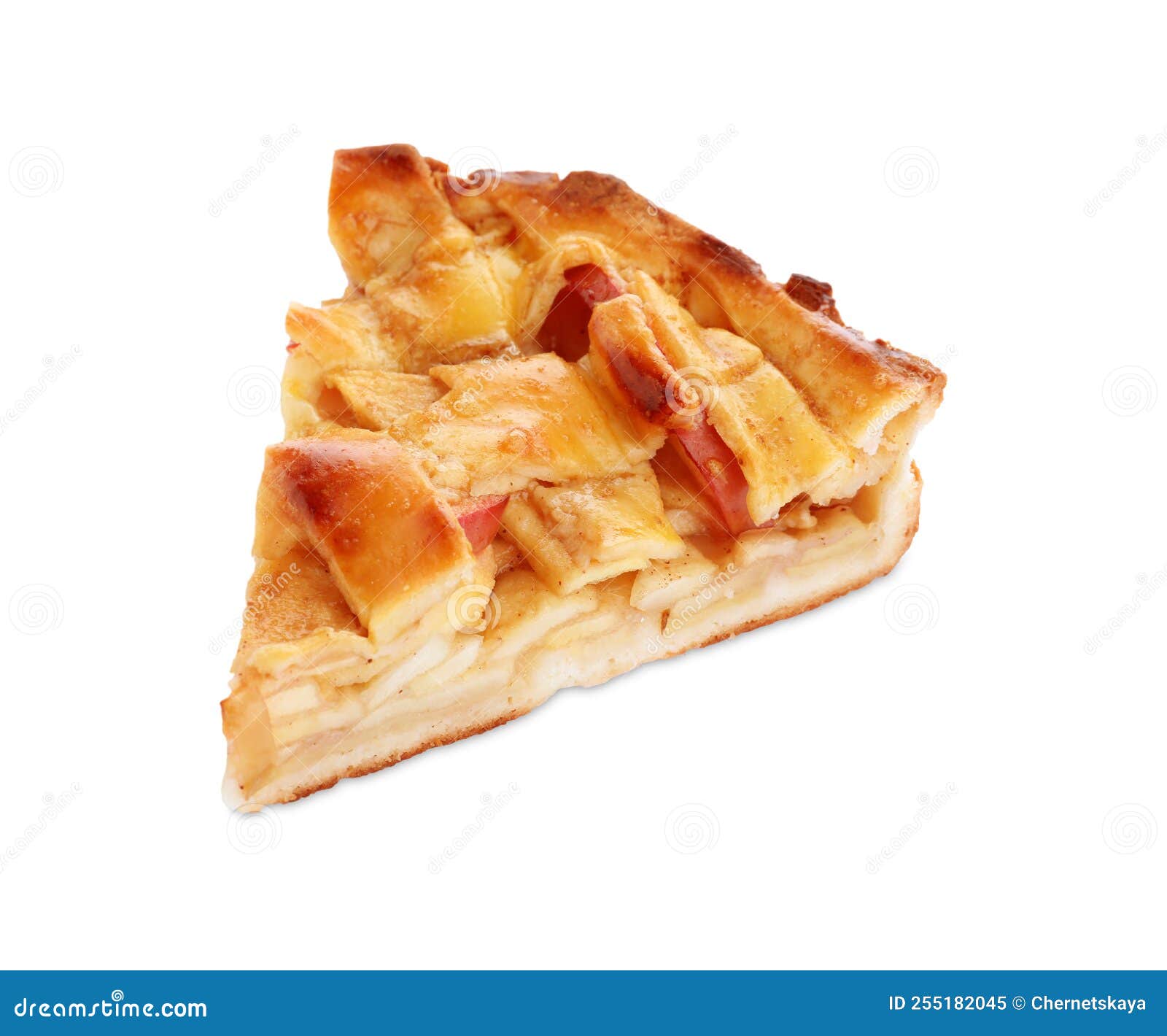 Slice of Traditional Apple Pie Isolated on White Stock Image - Image of ...