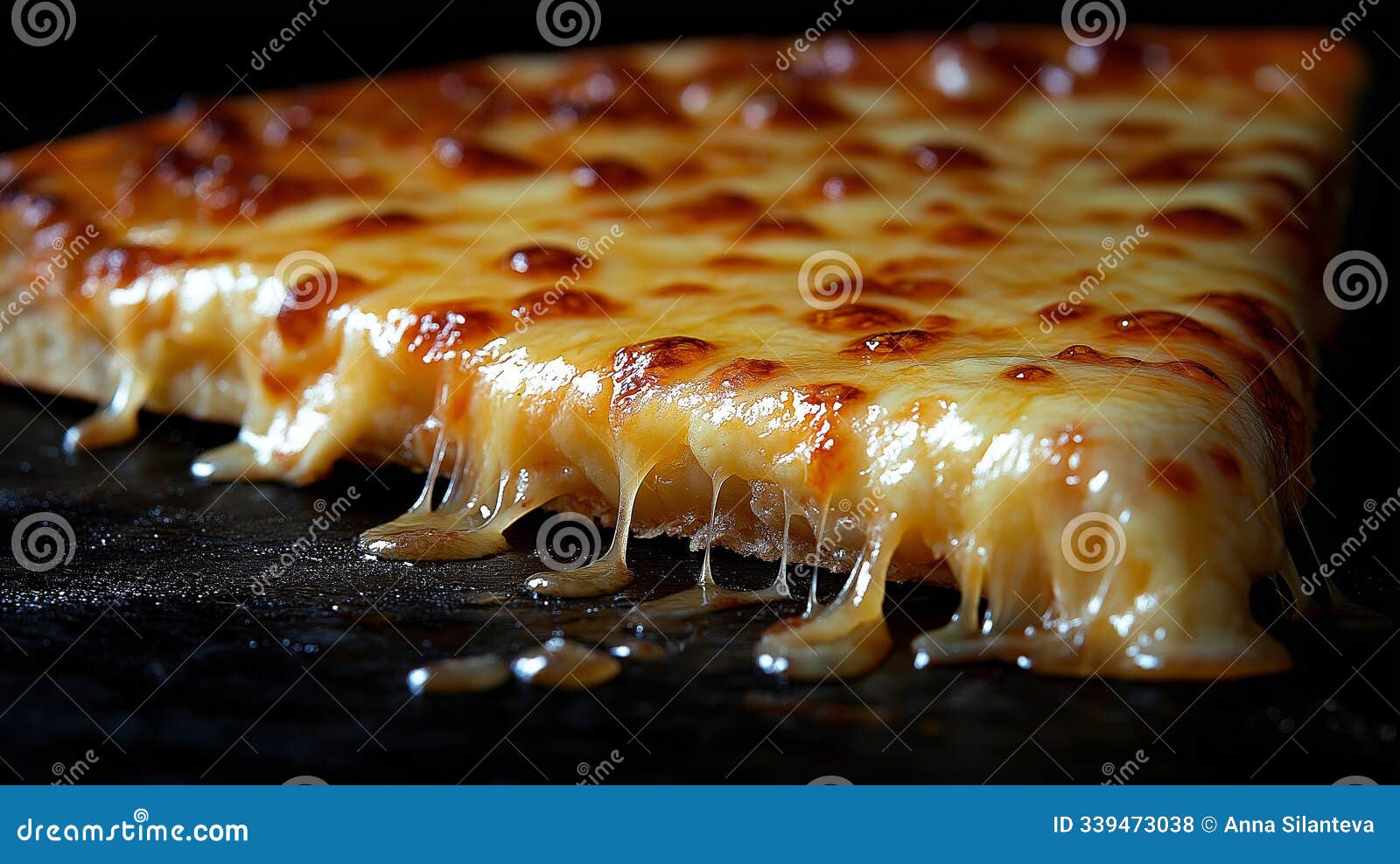Slice of Triangle Cheese Pizza with Melted Cheese on Black Background ...