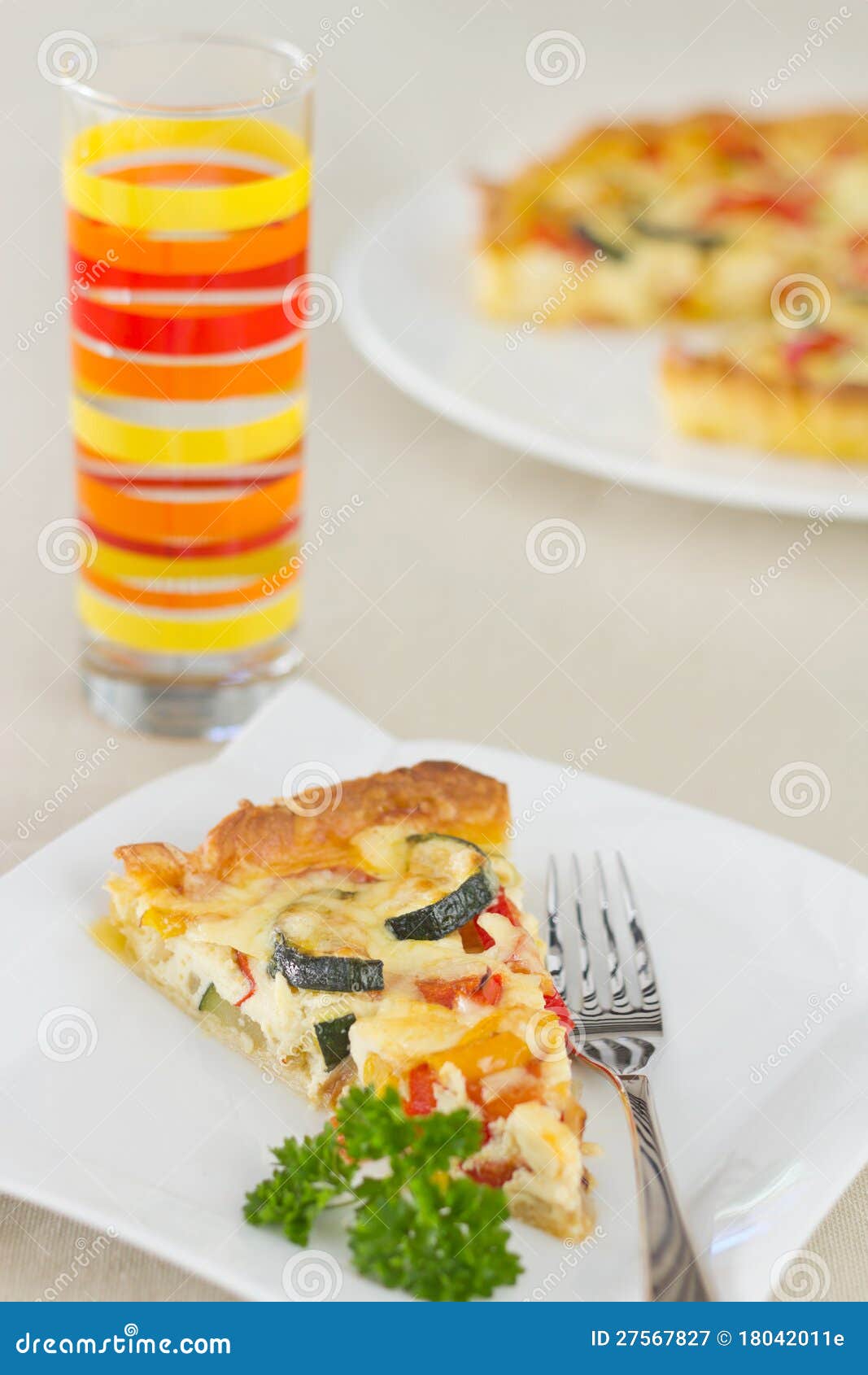 Slice of vegetable quiche stock image. Image of parsley - 27567827