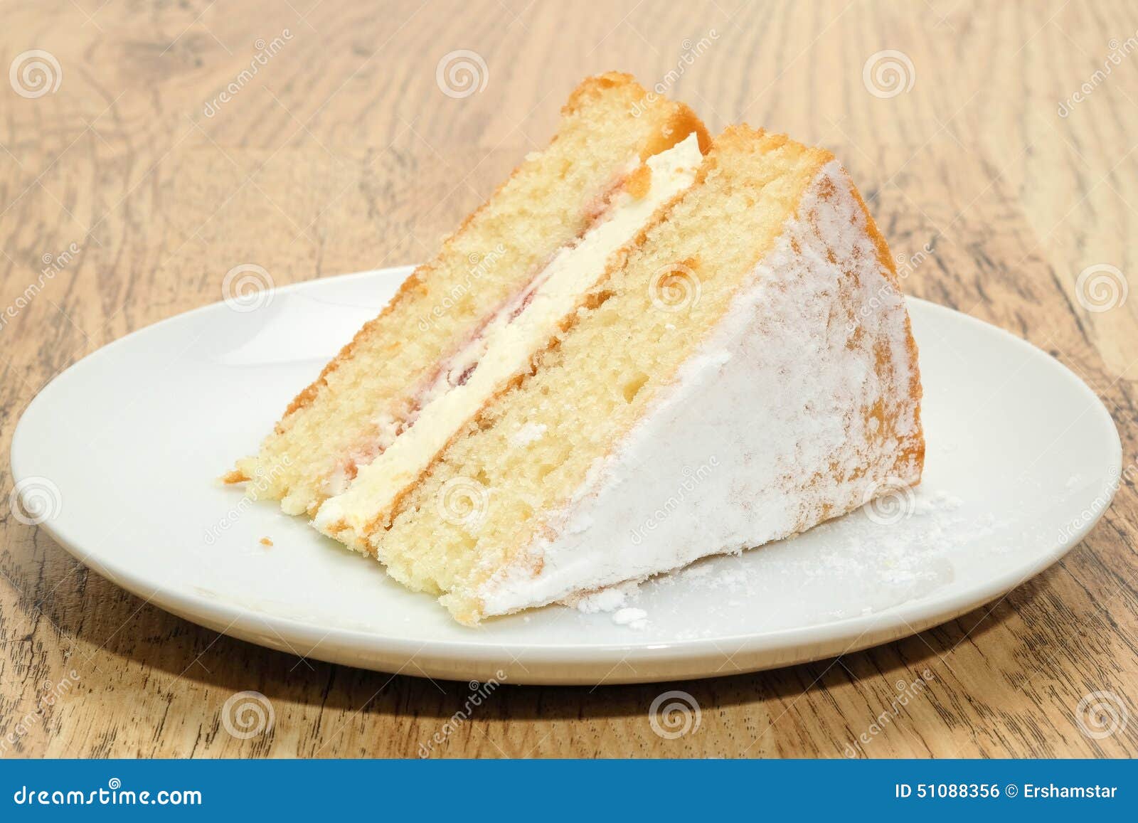 Slice of Victoria Sponge Cake Stock Photo - Image of sponge, white ...