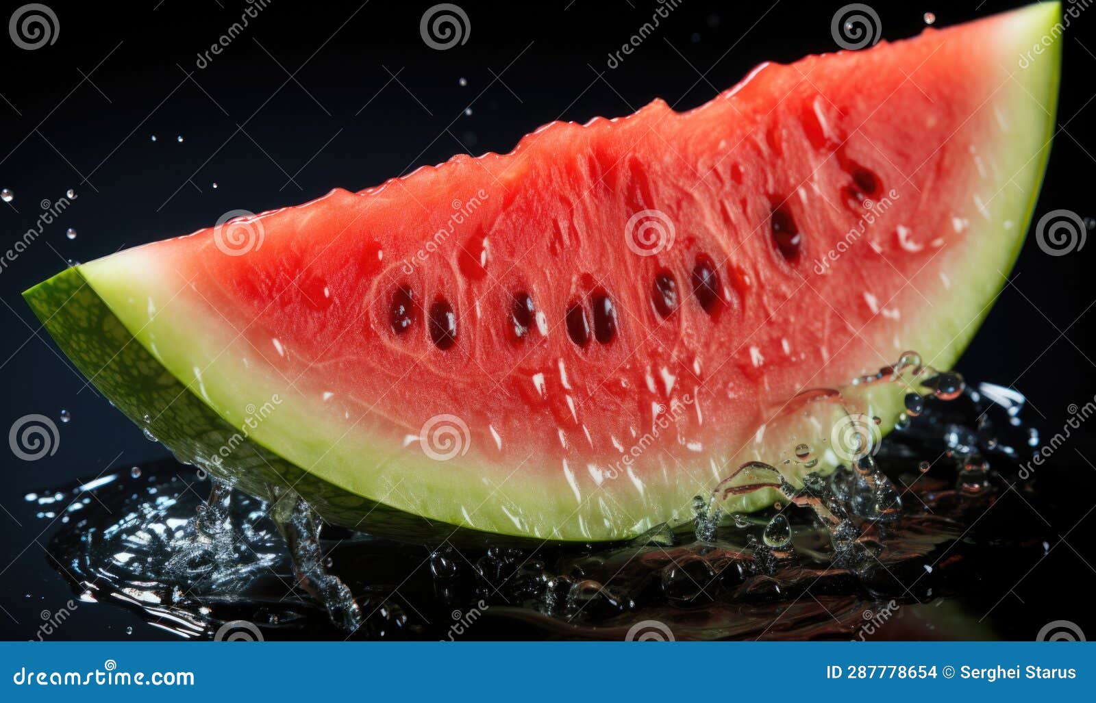 A Slice of Watermelon is Being Splashed with Water. Generative AI Image ... A Slice of Watermelon is Being Splashed with Water. Generative AI Image ...