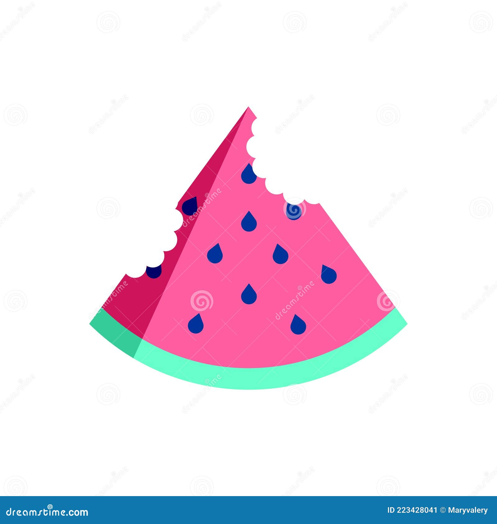 Slice of Watermelon Bitten Off. Vector Illustration Stock Vector ...