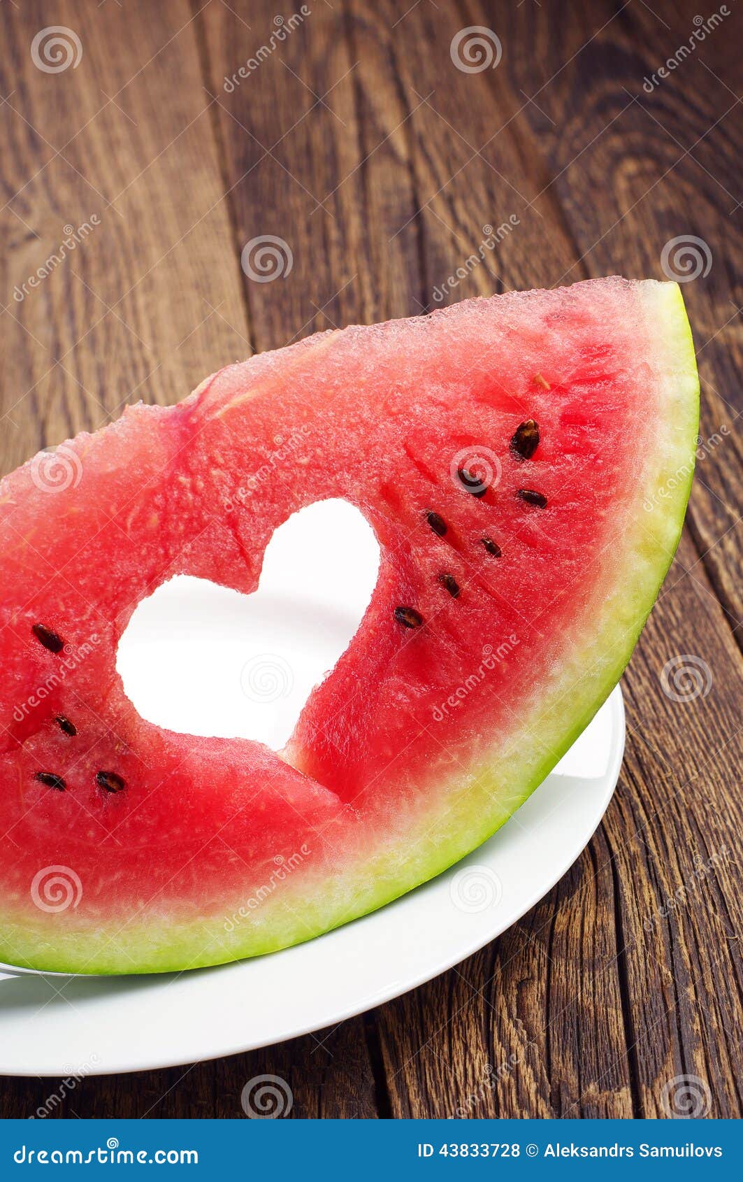 Slice of Watermelon with Cut in the Heart Shape Stock Photo - Image of ...