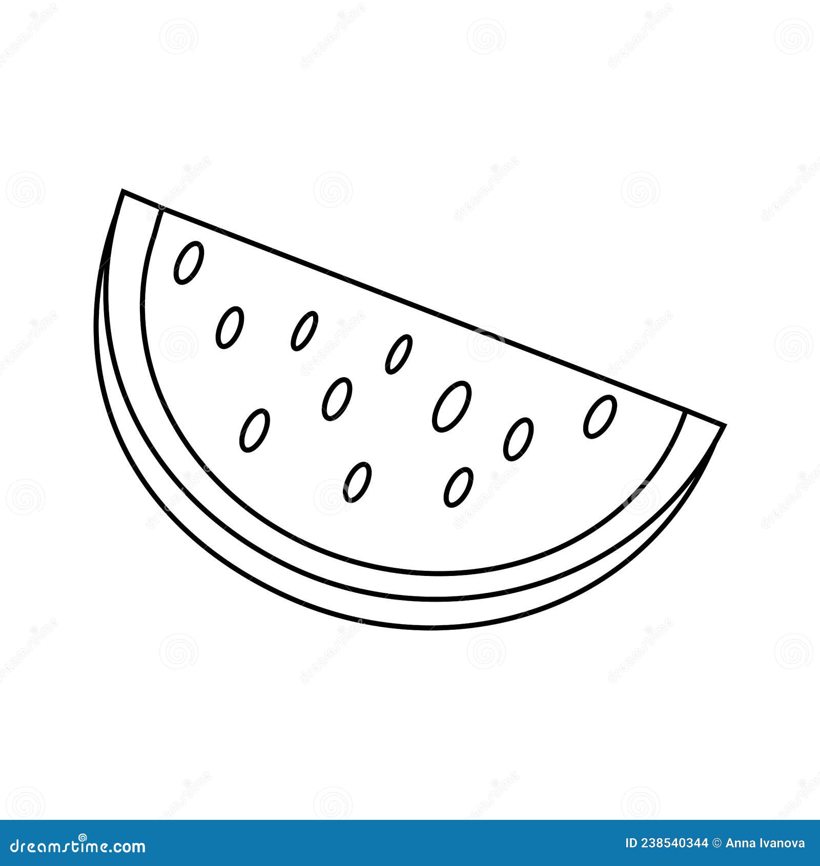 Slice of Watermelon Outline Vector Illustration Stock Vector ...