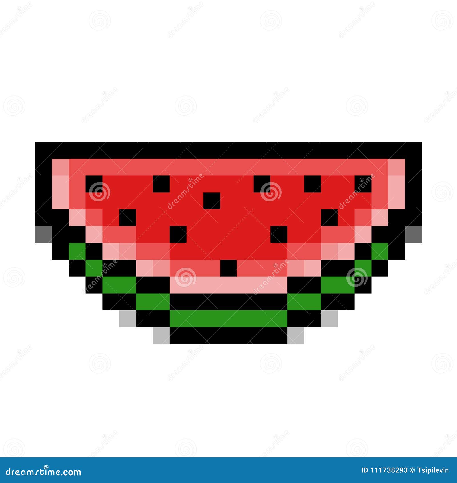 Sliced Watermelon Pixel Art Isolated on White Background Stock ...