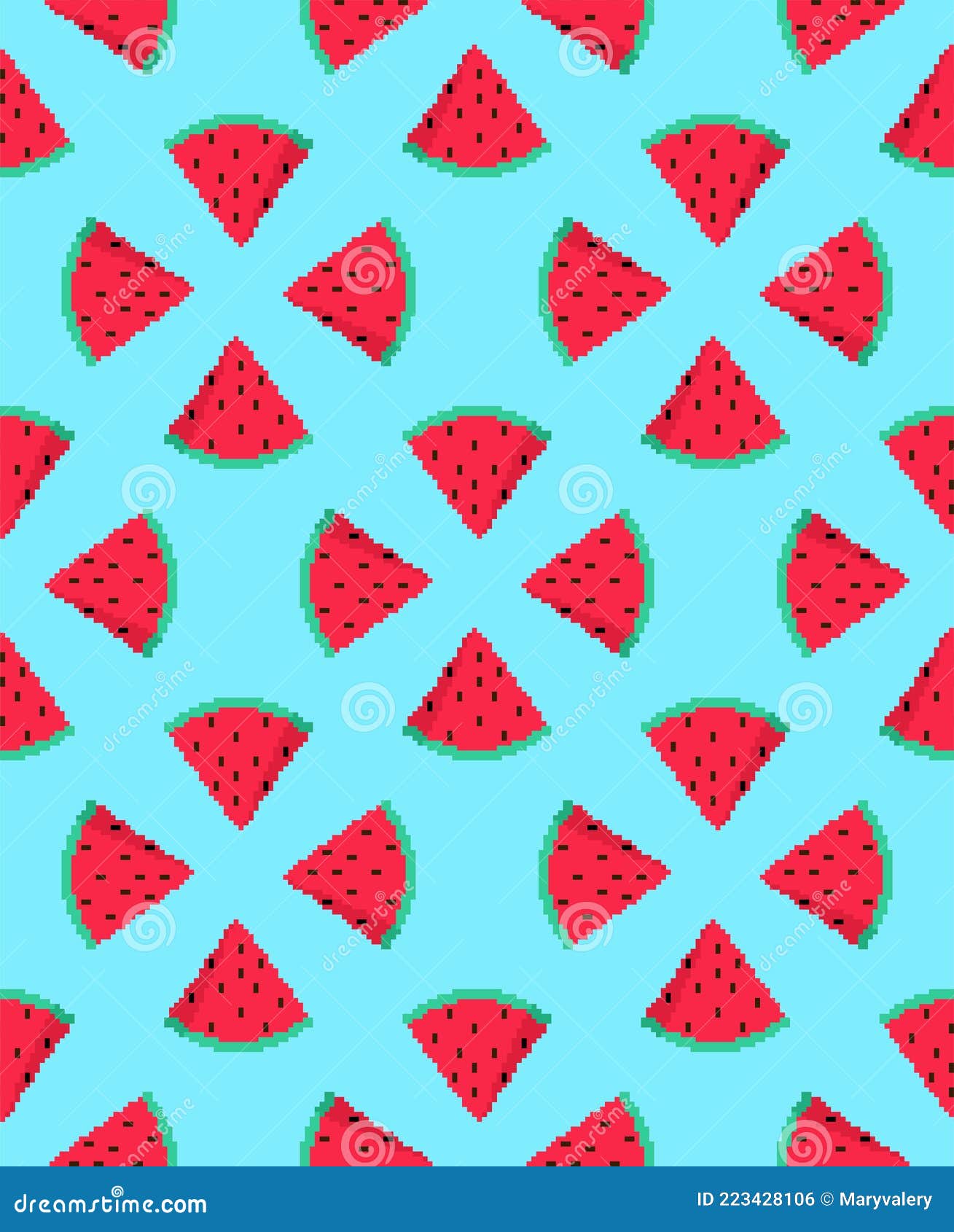 Watermelon Pixel Art 8 Bit Video Game Fruit Icon Cartoon Vector ...