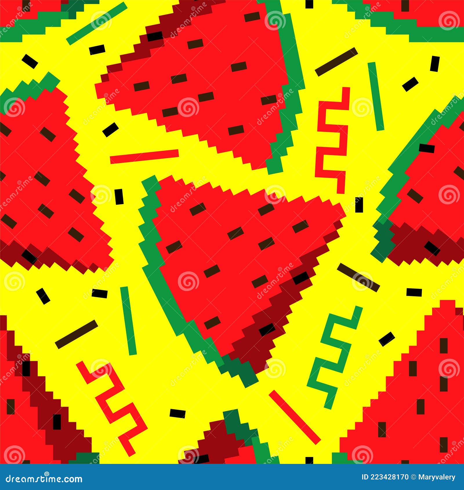 Watermelon Pixel Art 8 Bit Video Game Fruit Icon Cartoon Vector ...