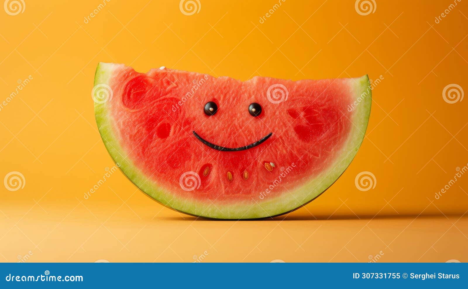 A Slice of Watermelon with a Smiley Face Drawn on it, AI Stock Image ...