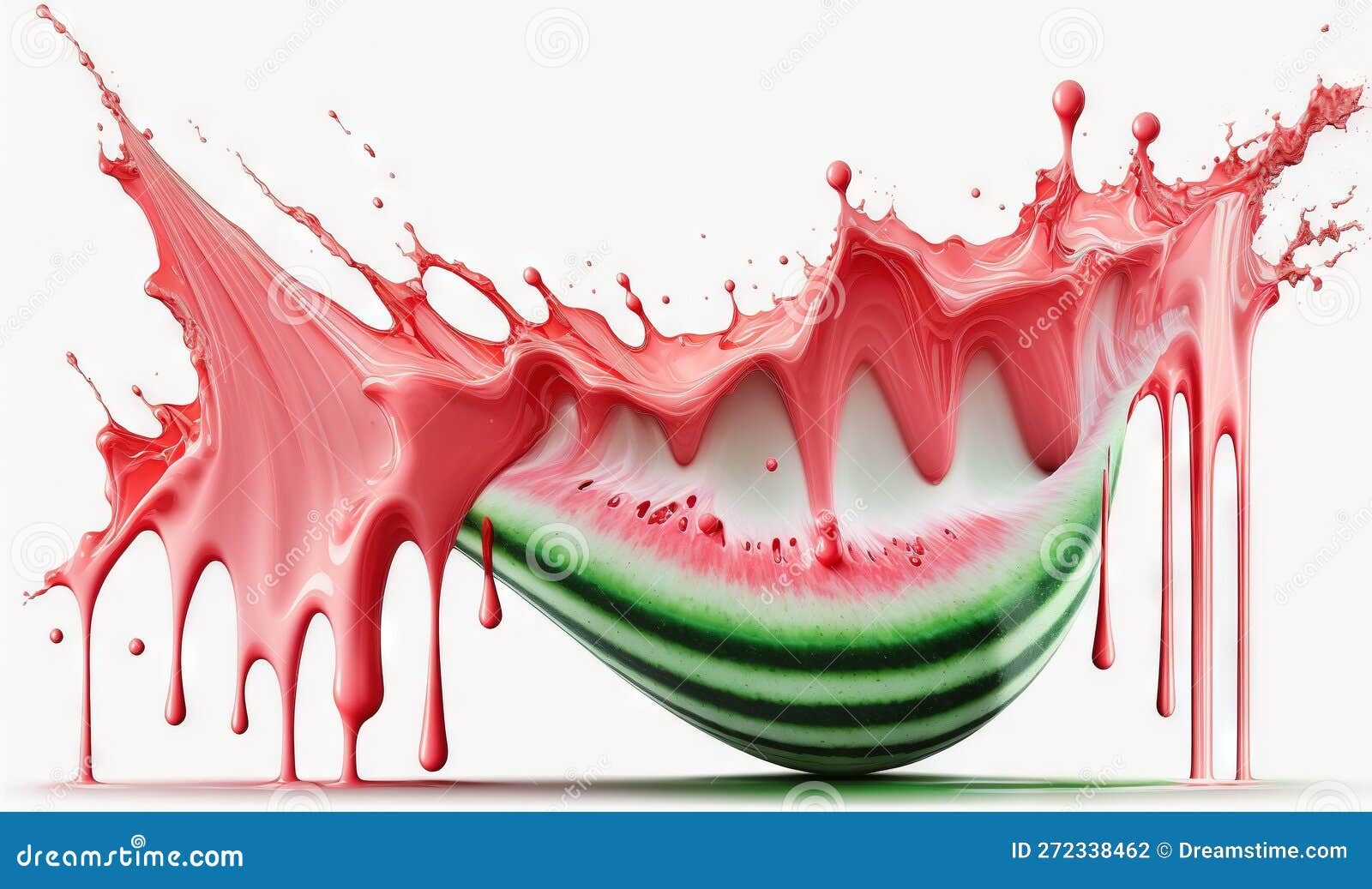 A Slice of Watermelon with a Splash of Pink Liquid Stock Illustration ...