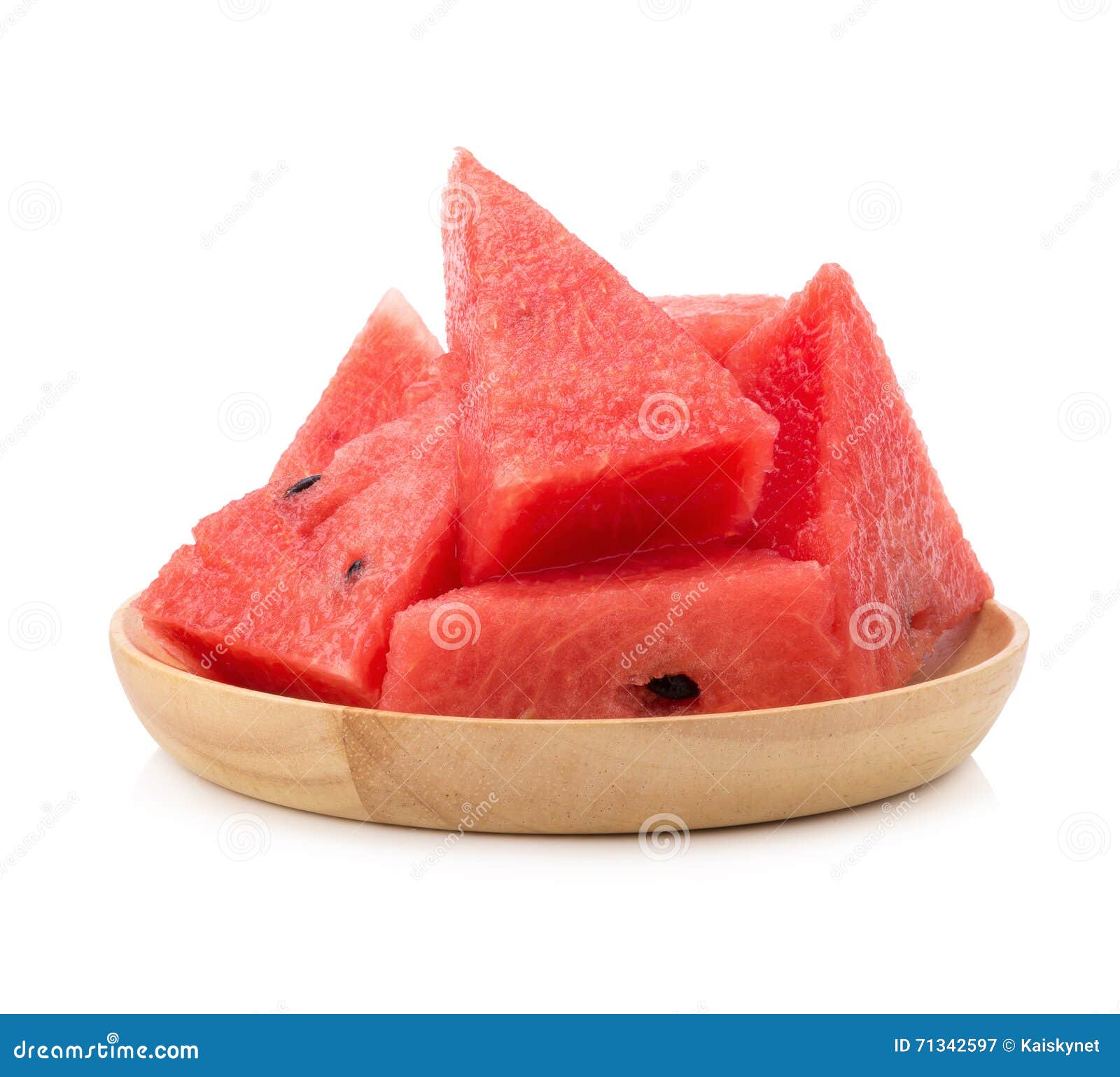 Slice of Watermelon on Wood Plate Stock Image - Image of isolated ...