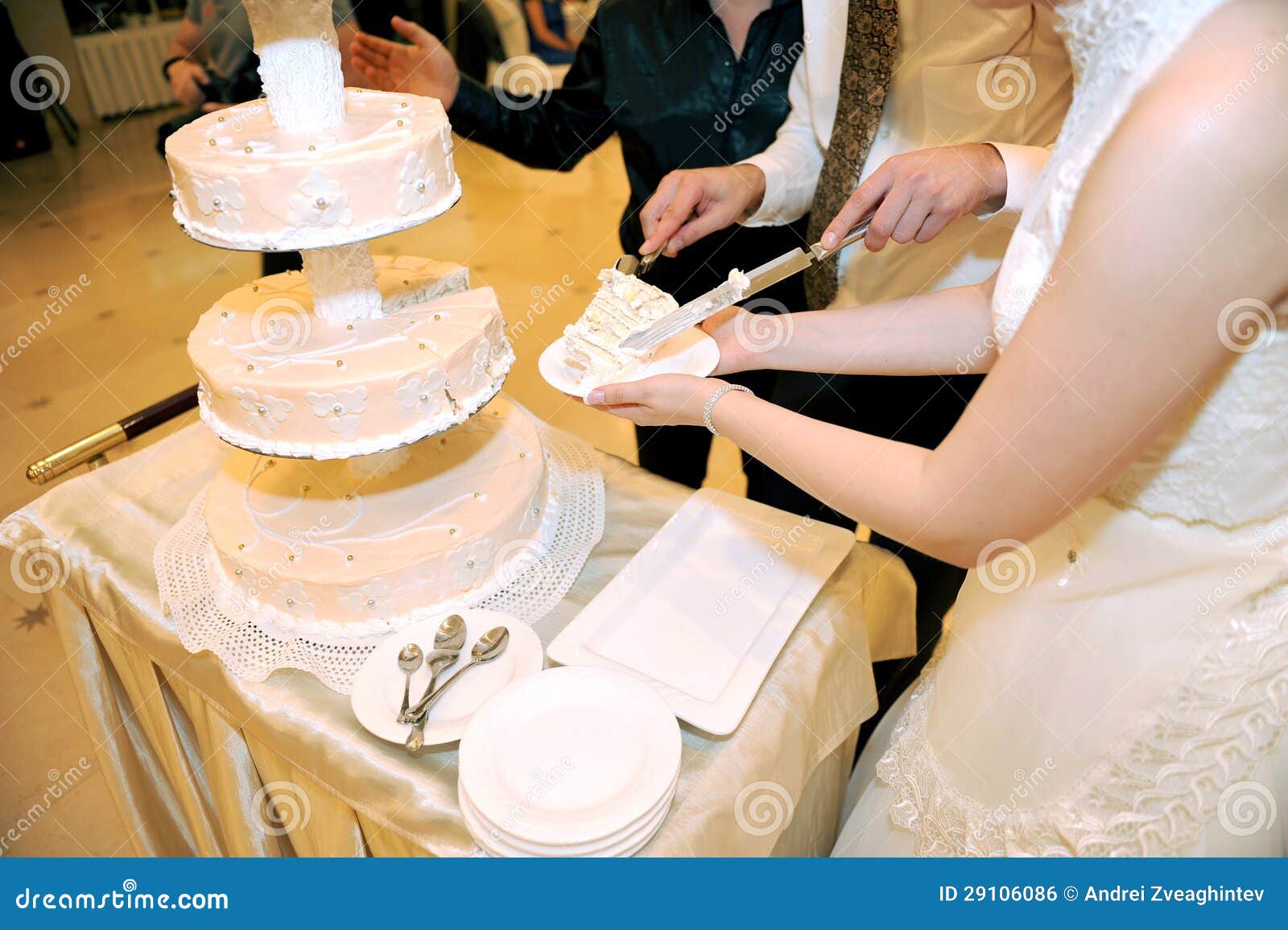 Slice of Wedding Cake stock photo. Image of icing, dress - 29106086
