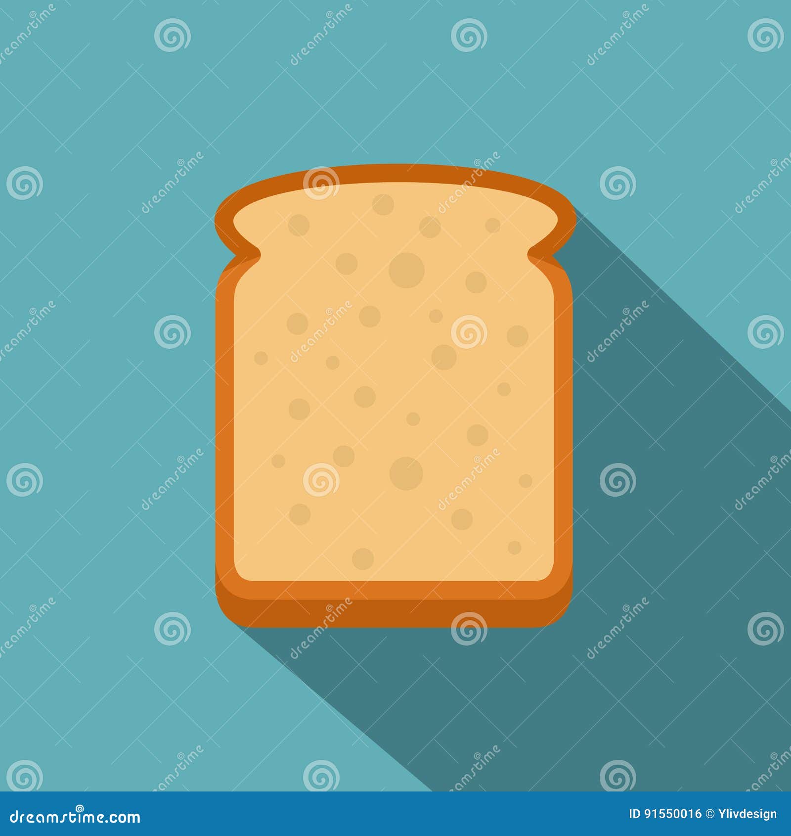 Slice of White Bread Icon, Flat Style Stock Vector - Illustration of ...
