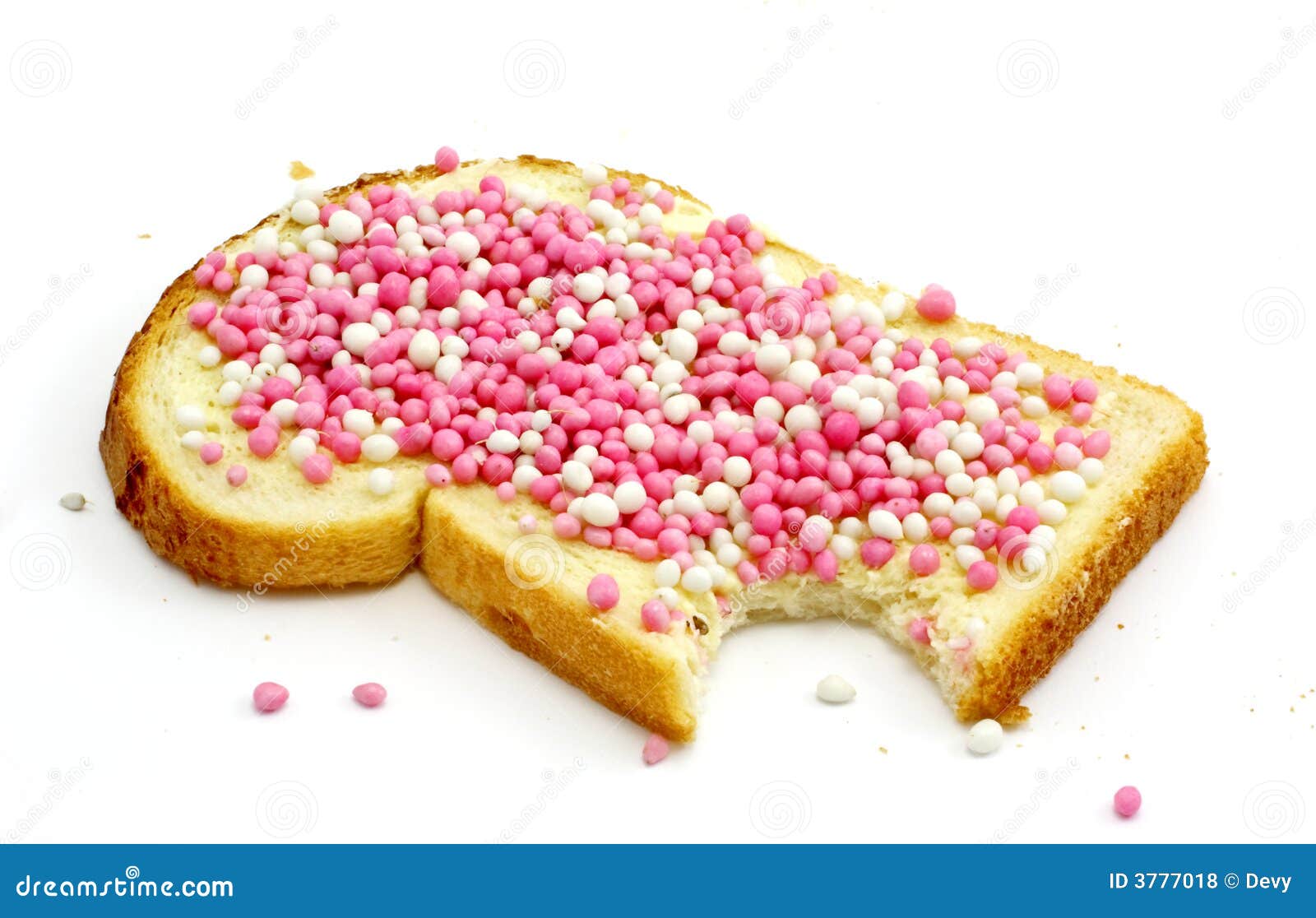 Slice of White Bread and Little Colored Balls Stock Photo - Image of ...