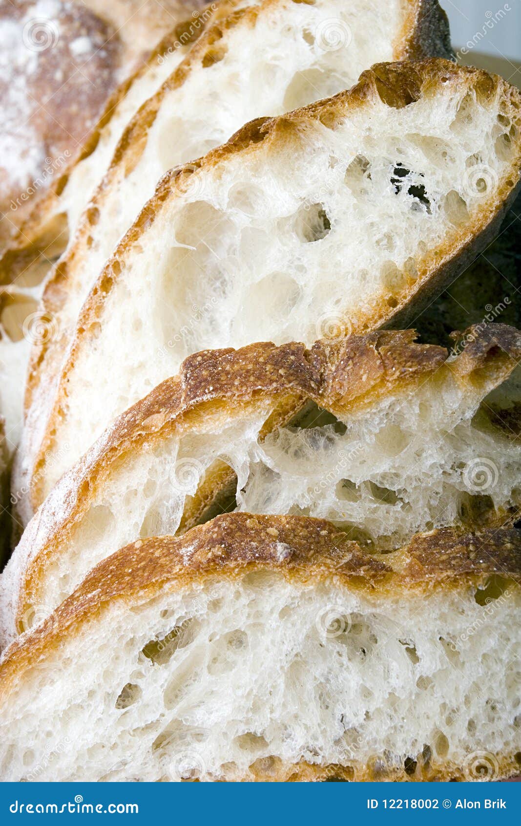 Slice of White Italian Brick Oven Fresh Bread Stock Photo - Image of ...