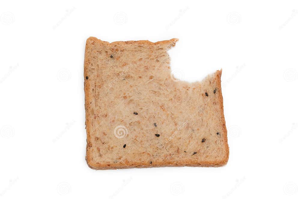 Slice Whole Wheat Bread Had Bite Marks Isolated on White Background ...